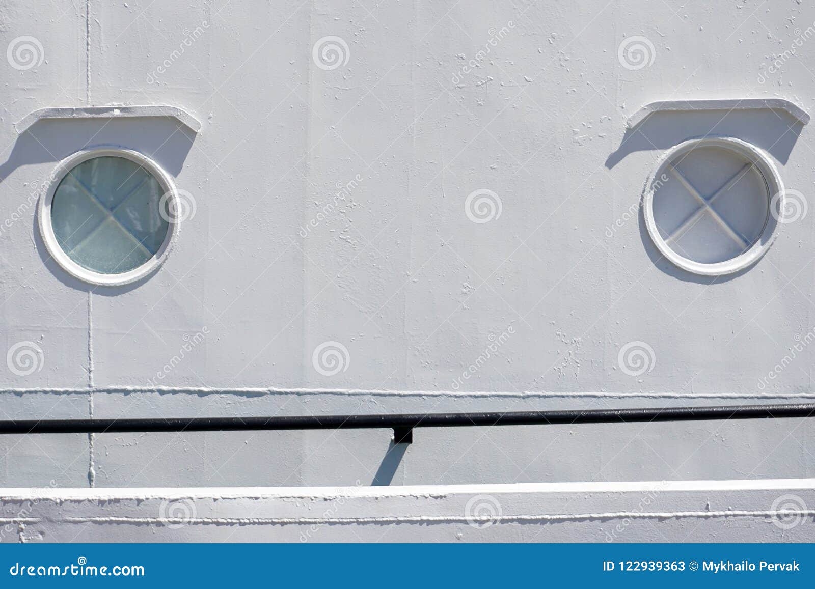 Two Ship Windows With Ocean Surface And Underwater Deep Stock ...