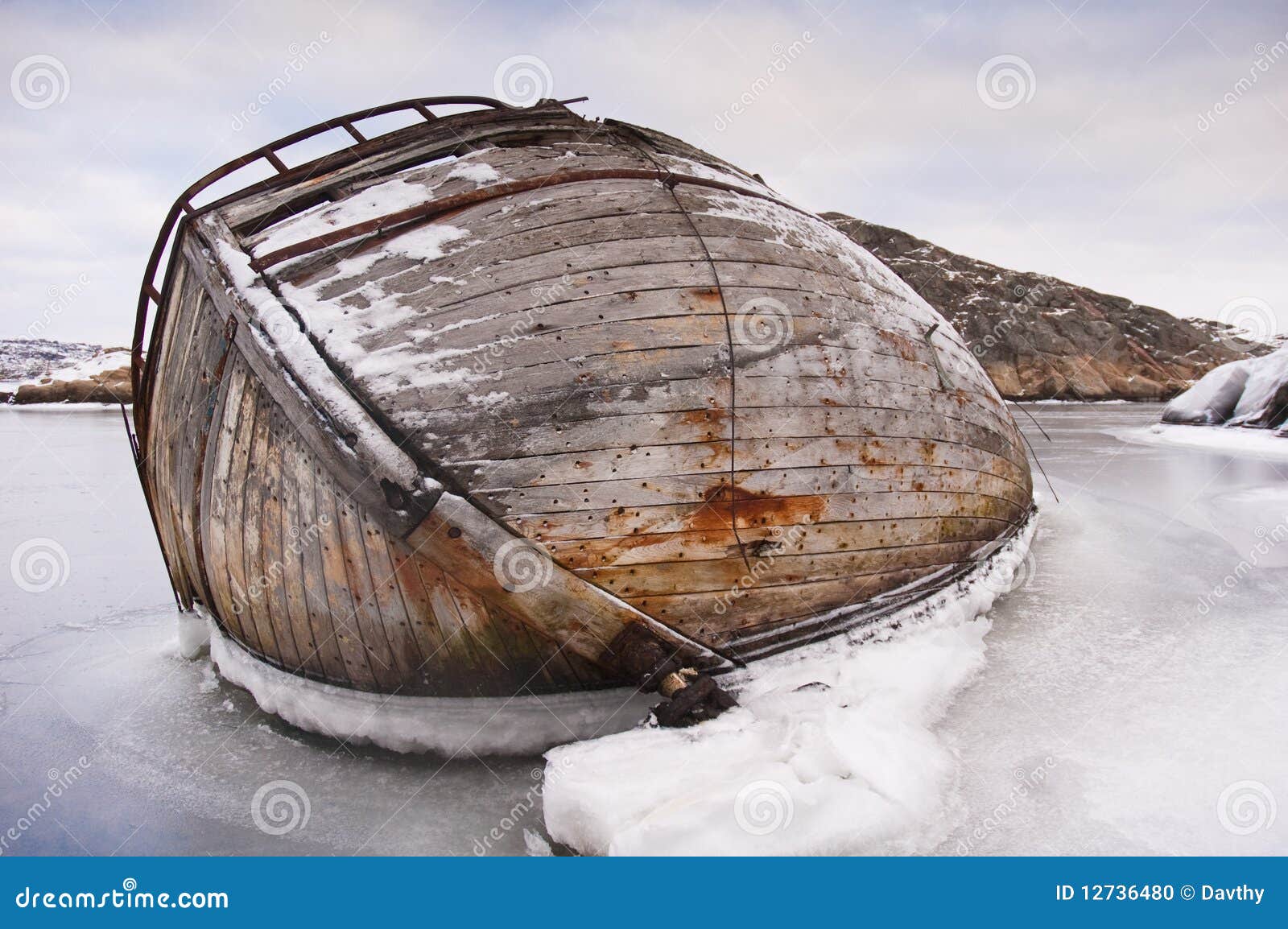 Ship-wreck in ice stock photo. Image of sweden, wooden - 12736480