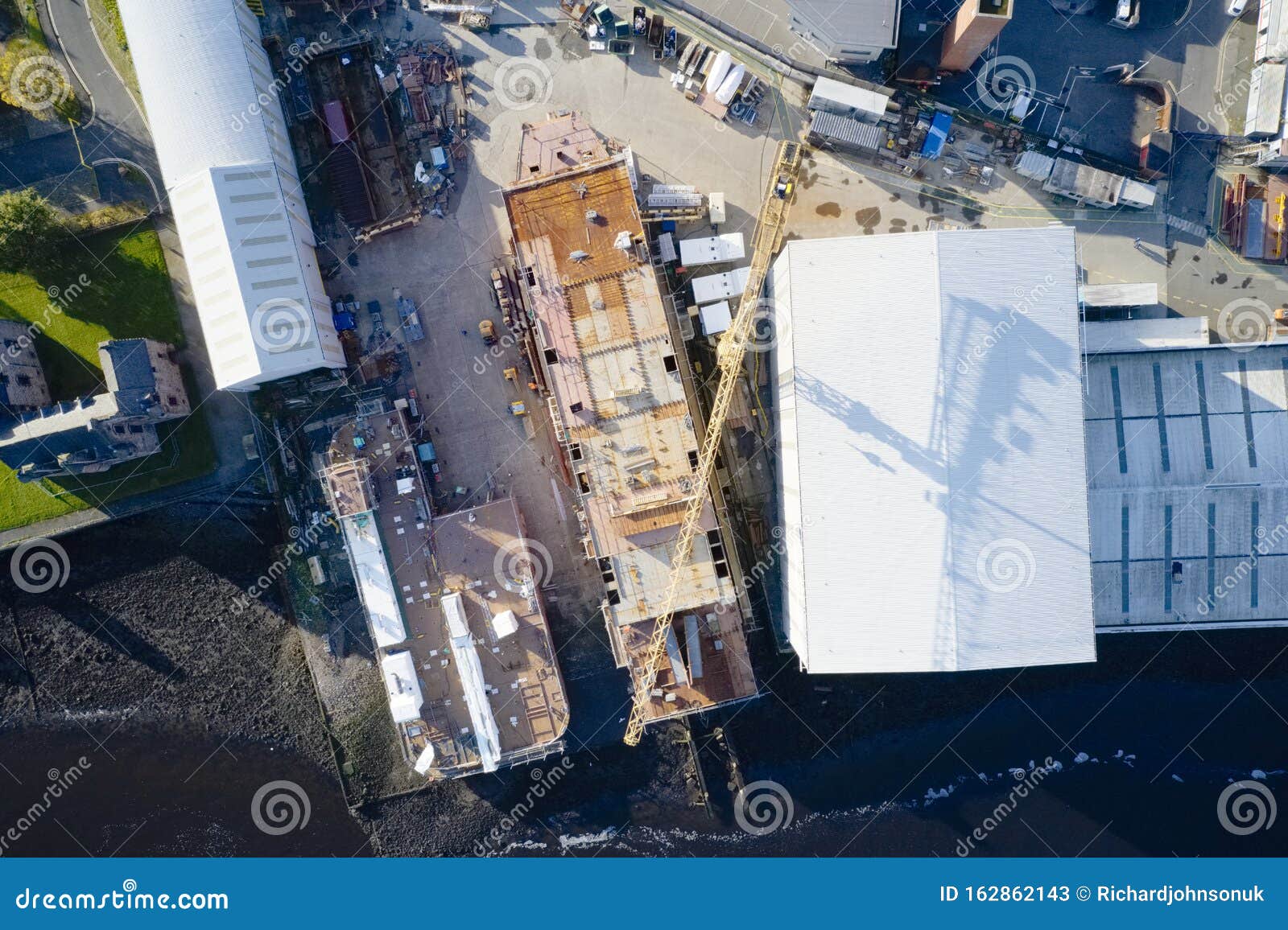 Shipbuilding Area View of Ship Construction Yard at Harbour Dock Stock ...
