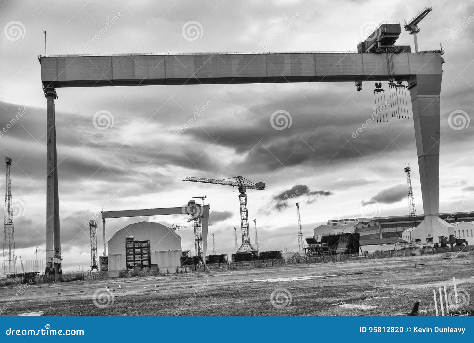 Shipbuilding Gantry Cranes Ready for Action Stock Photo - Image of ...