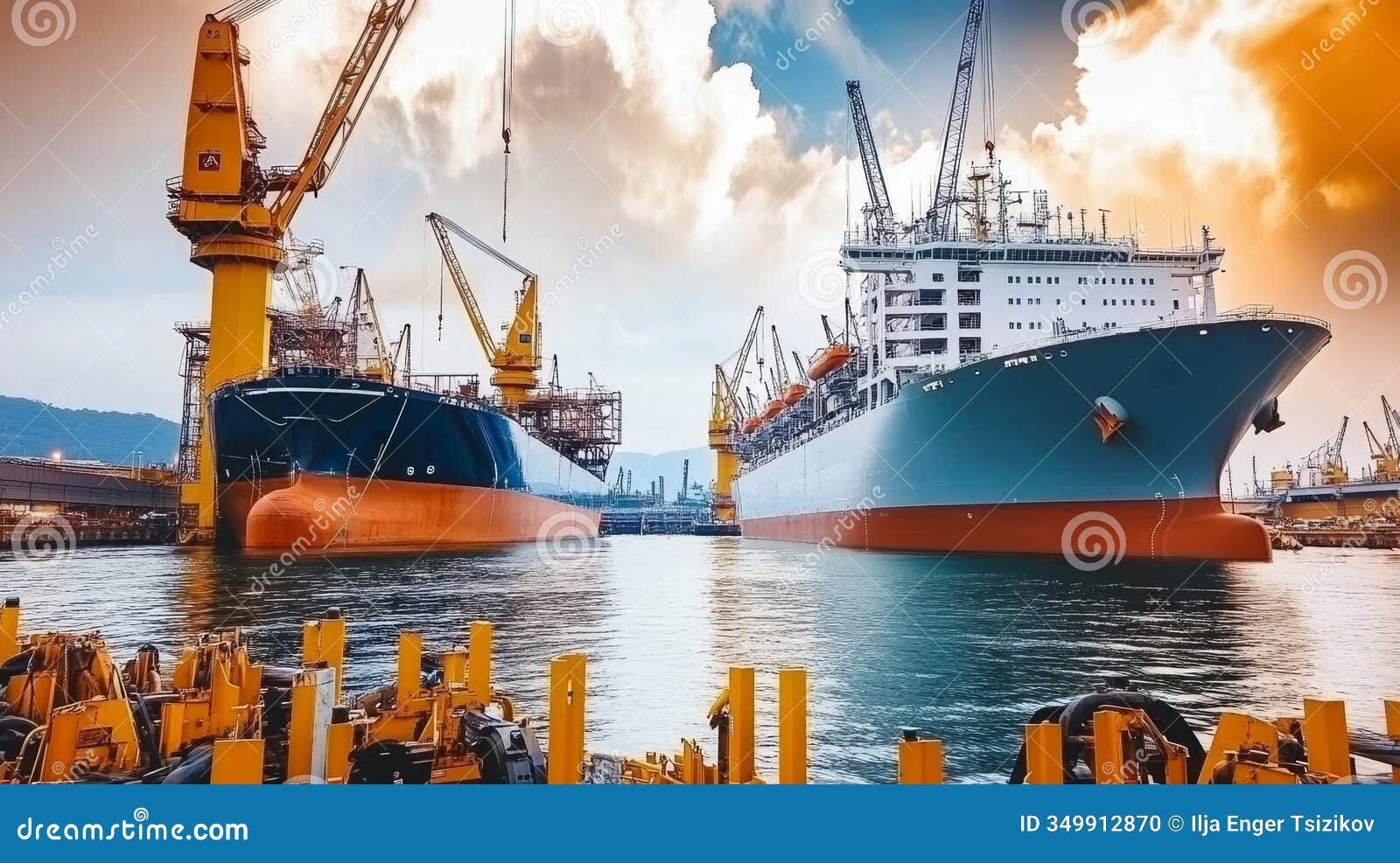 Shipbuilding Industry Concept Icon. Shipping Sector. Maritime Transport ...