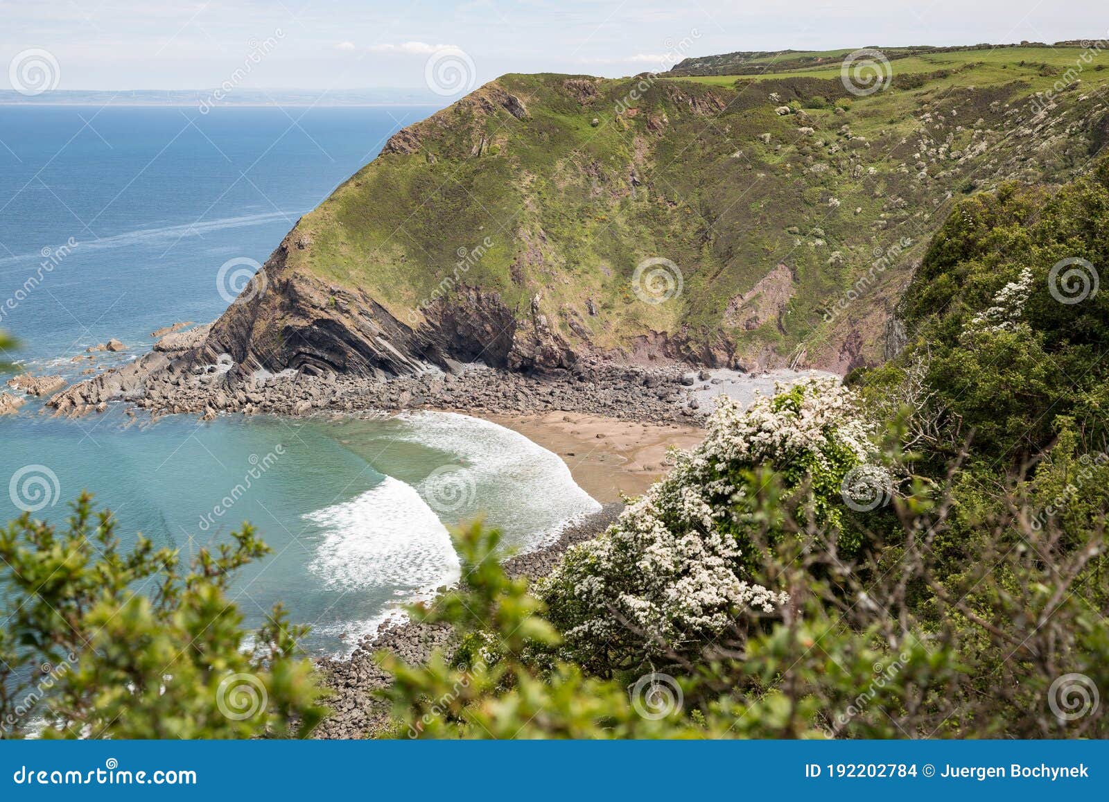Shipload Bay on Devon`s Coast with Waves Rolling in Stock Photo - Image ...