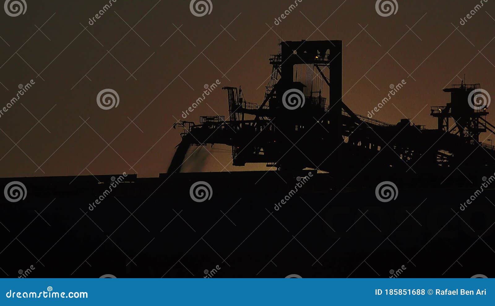 Shiploader Loading Iron Ore Filled into a Ship Stock Footage - Video of ...