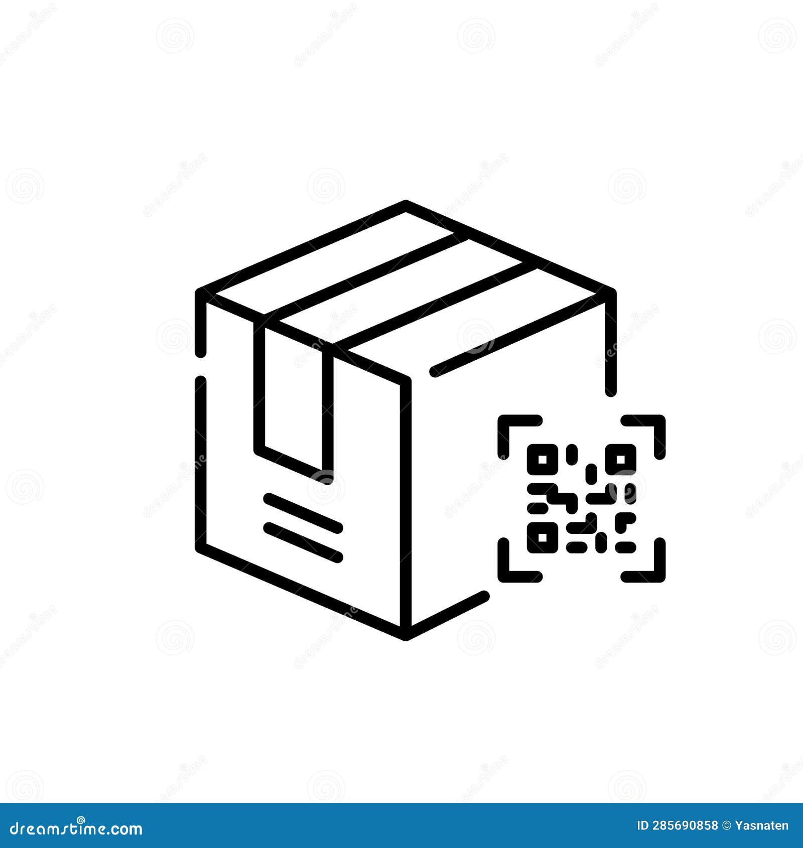 Shipment Box with Qr-code. Identification Tracking Code on a Parcel ...
