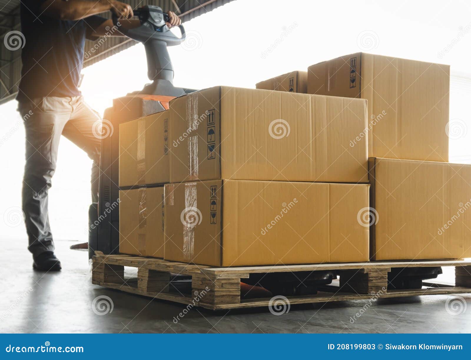 Boxes Of Cargo Are On The Warehouse Shelves. Warehouse Filled With ...