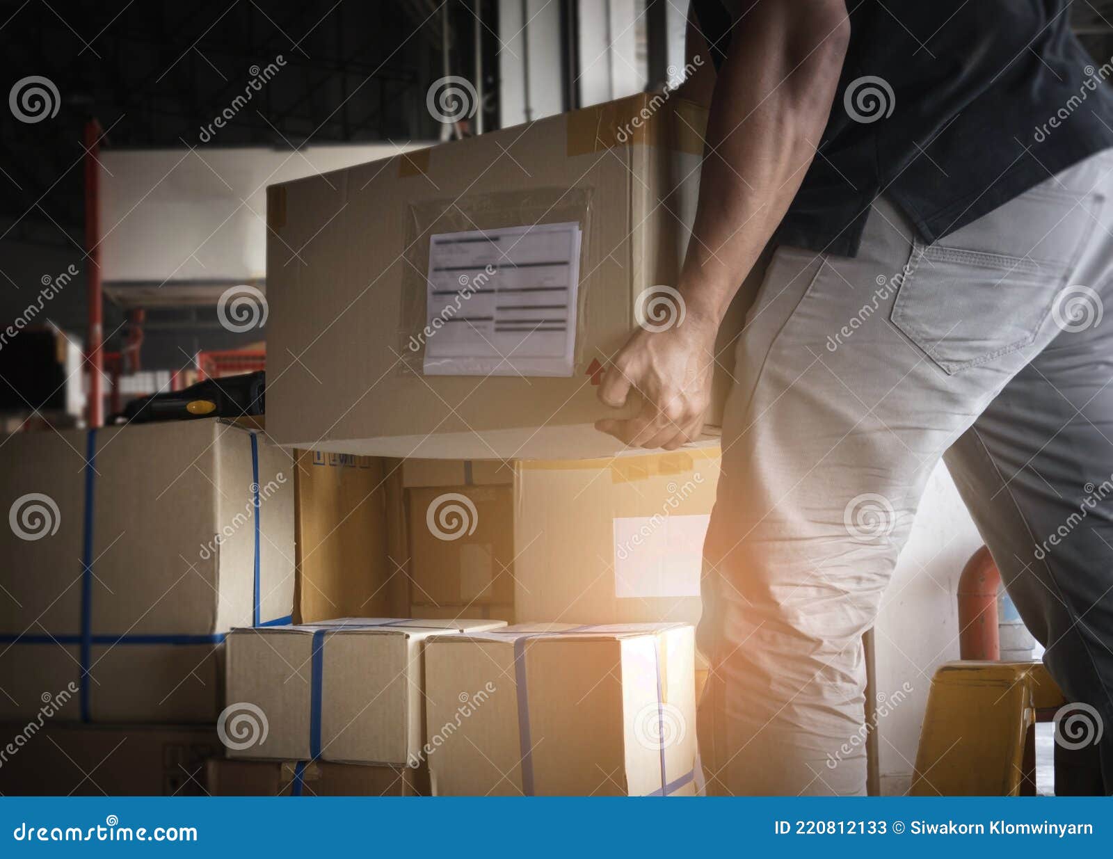 Courier Stacking Cardboard Boxes Stock Image | CartoonDealer.com #120903475