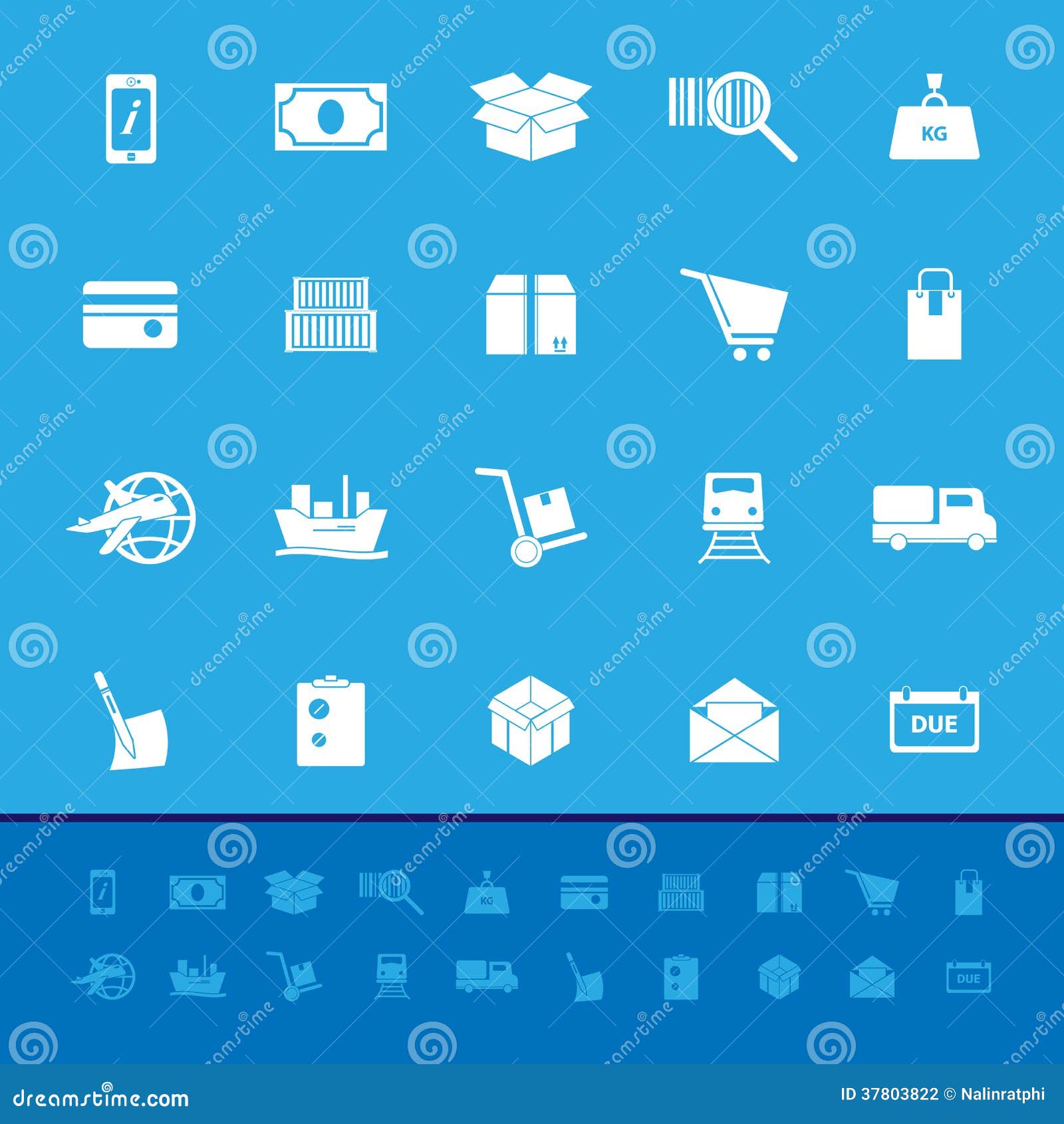 Shipment Color Icons on Blue Background Stock Vector - Illustration of ...