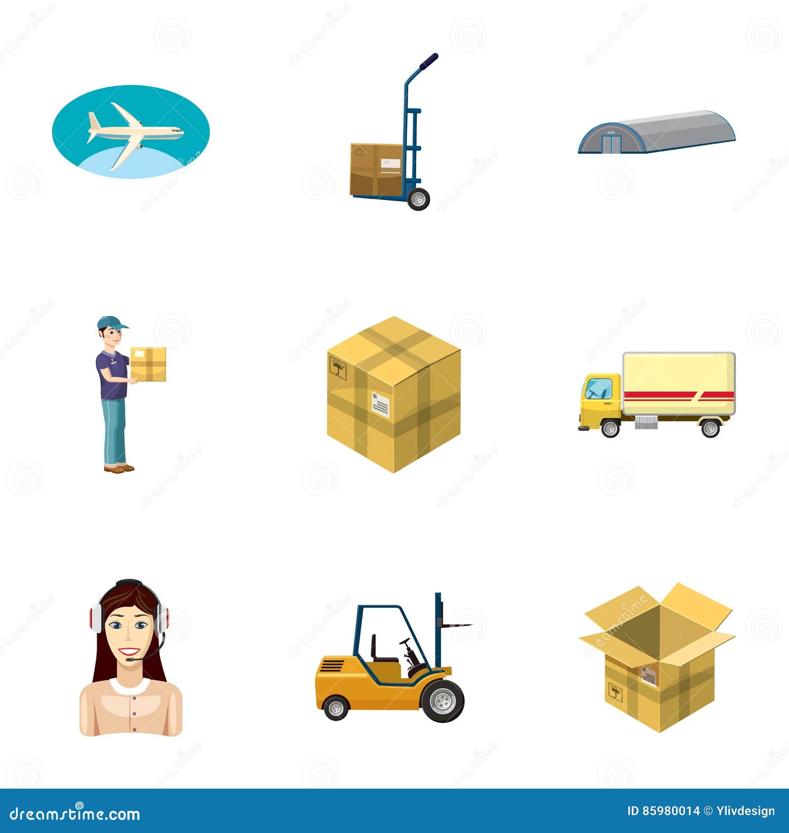 Shipment Icons Set, Cartoon Style Stock Vector - Illustration of order ...