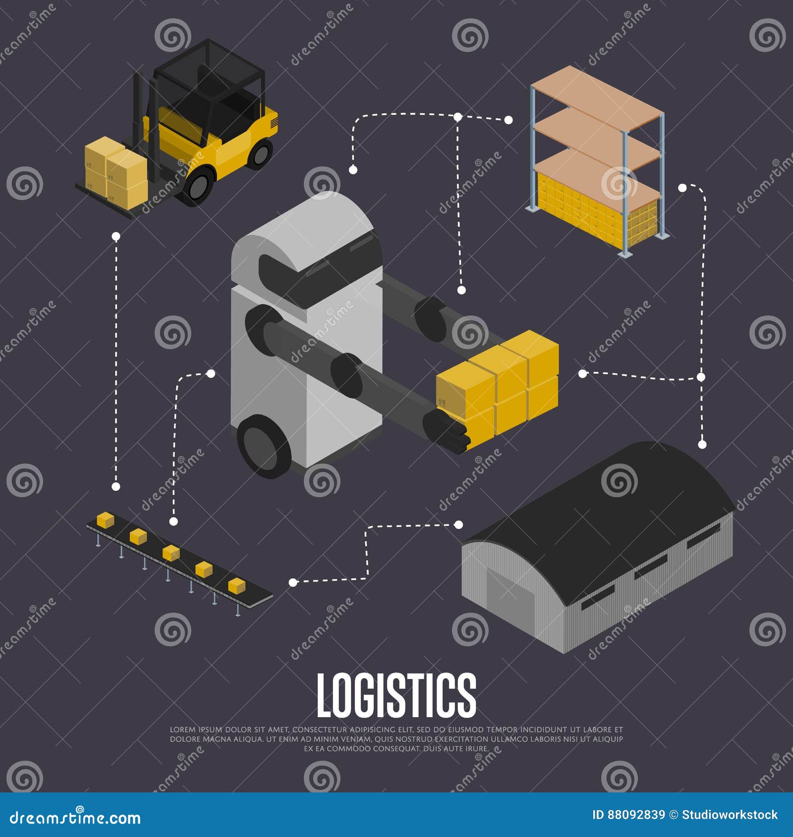 Shipment Logistics Isometric Flowchart Stock Vector - Illustration of ...