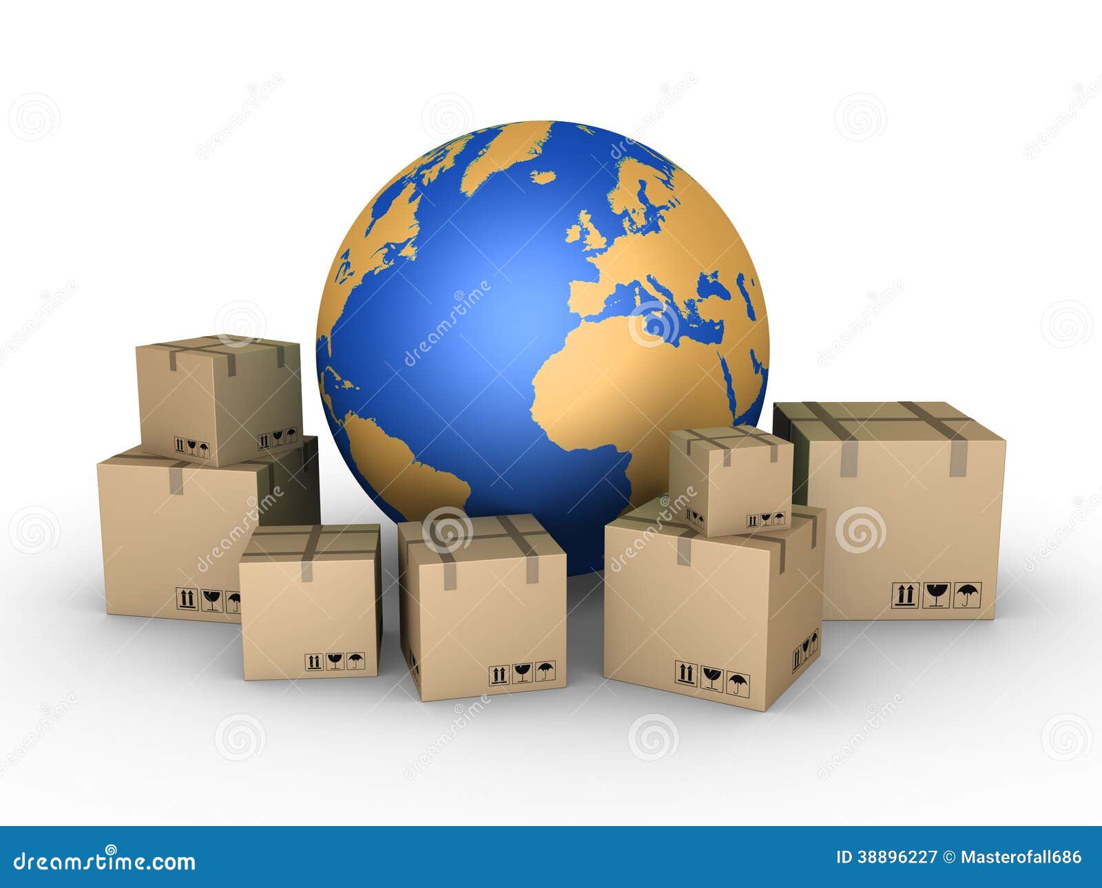 Shipment of Parcels All Over the World Stock Illustration ...