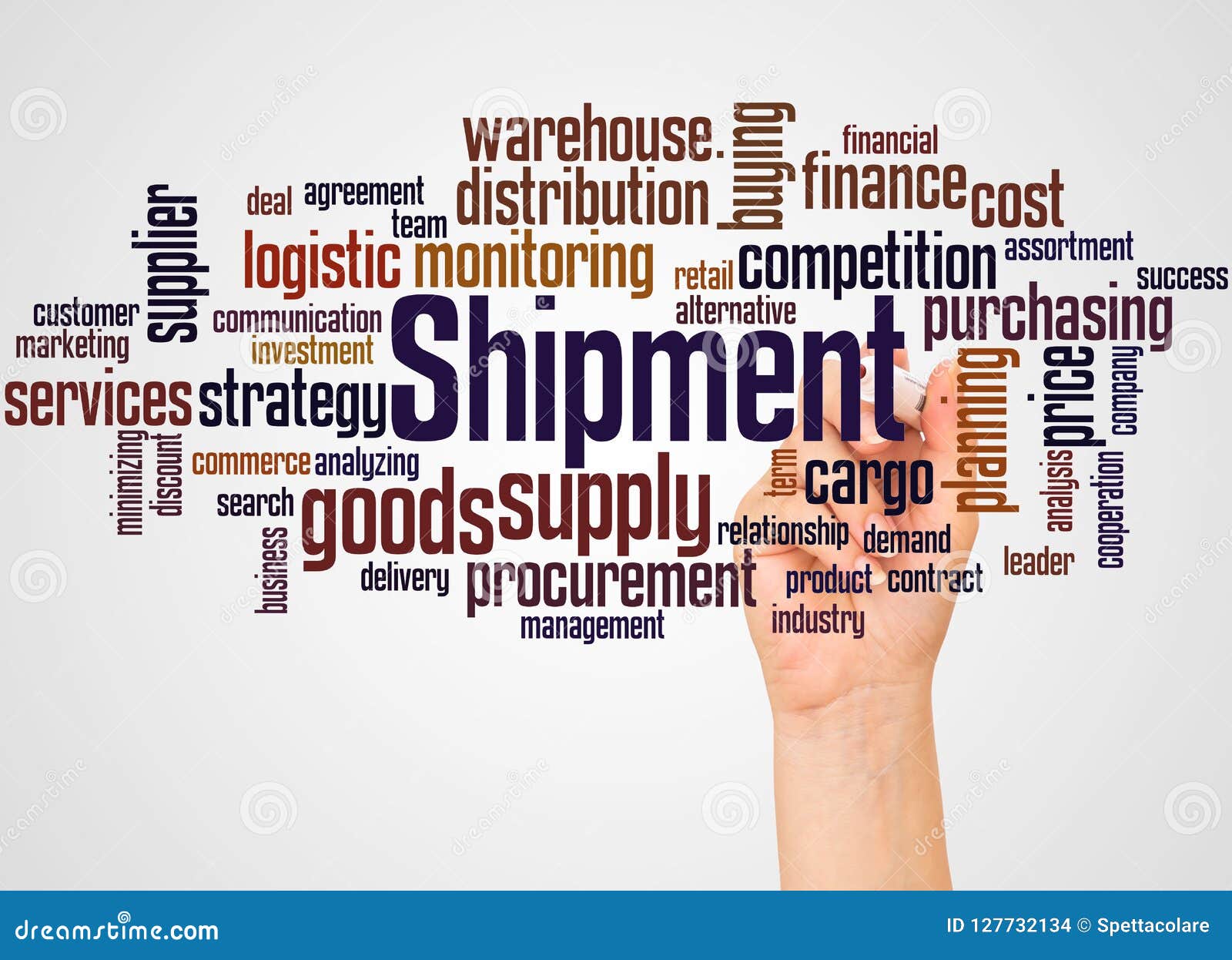 Shipment Word Cloud and Hand with Marker Concept Stock Illustration ...