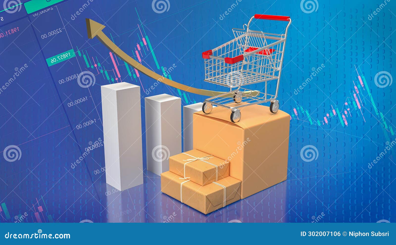 The Shipping Box and Chart for Shopping Online or Transport Concept 3d ...