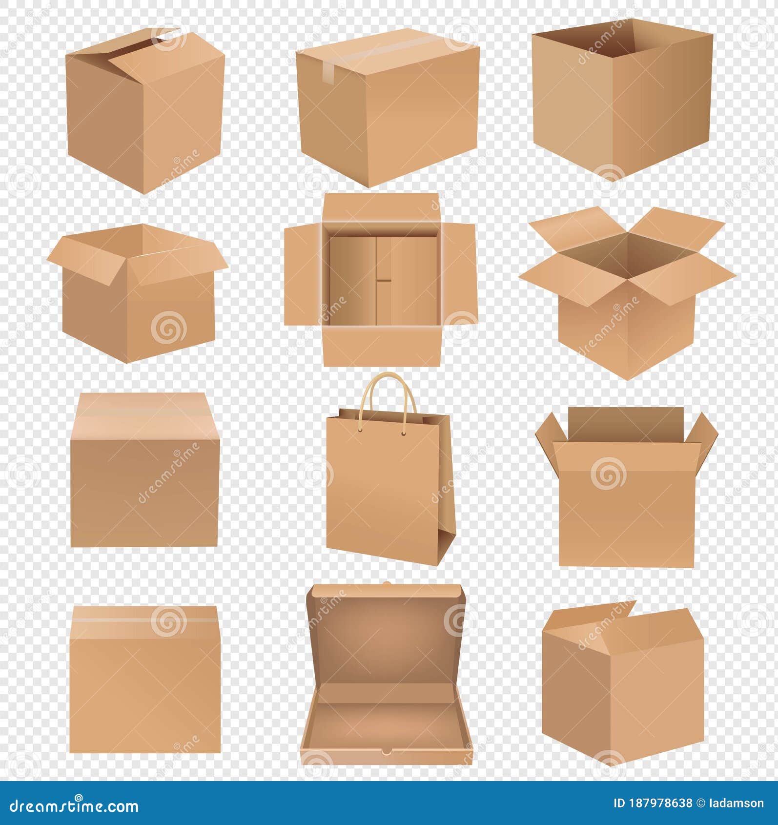 Shipping Box Big Set Isolated Transparent Background Stock Vector ...