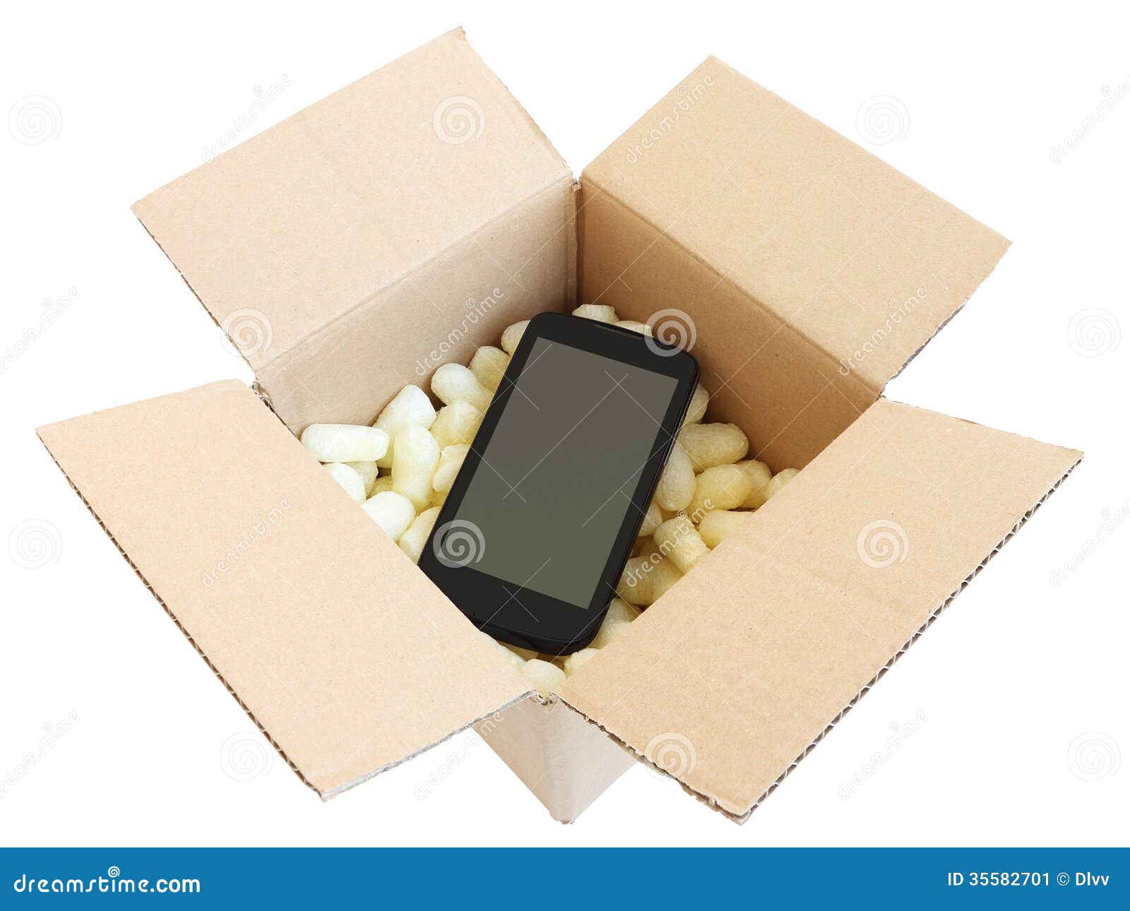 Shipping Box with Black Smartphone Stock Image - Image of modern, order ...