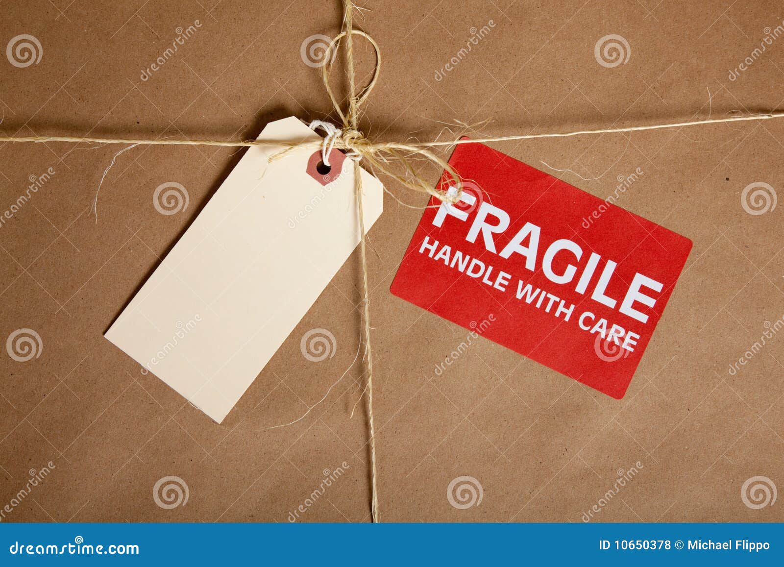 A Shipping Box with a Blank Tag and a Fragile Stock Photo - Image of ...