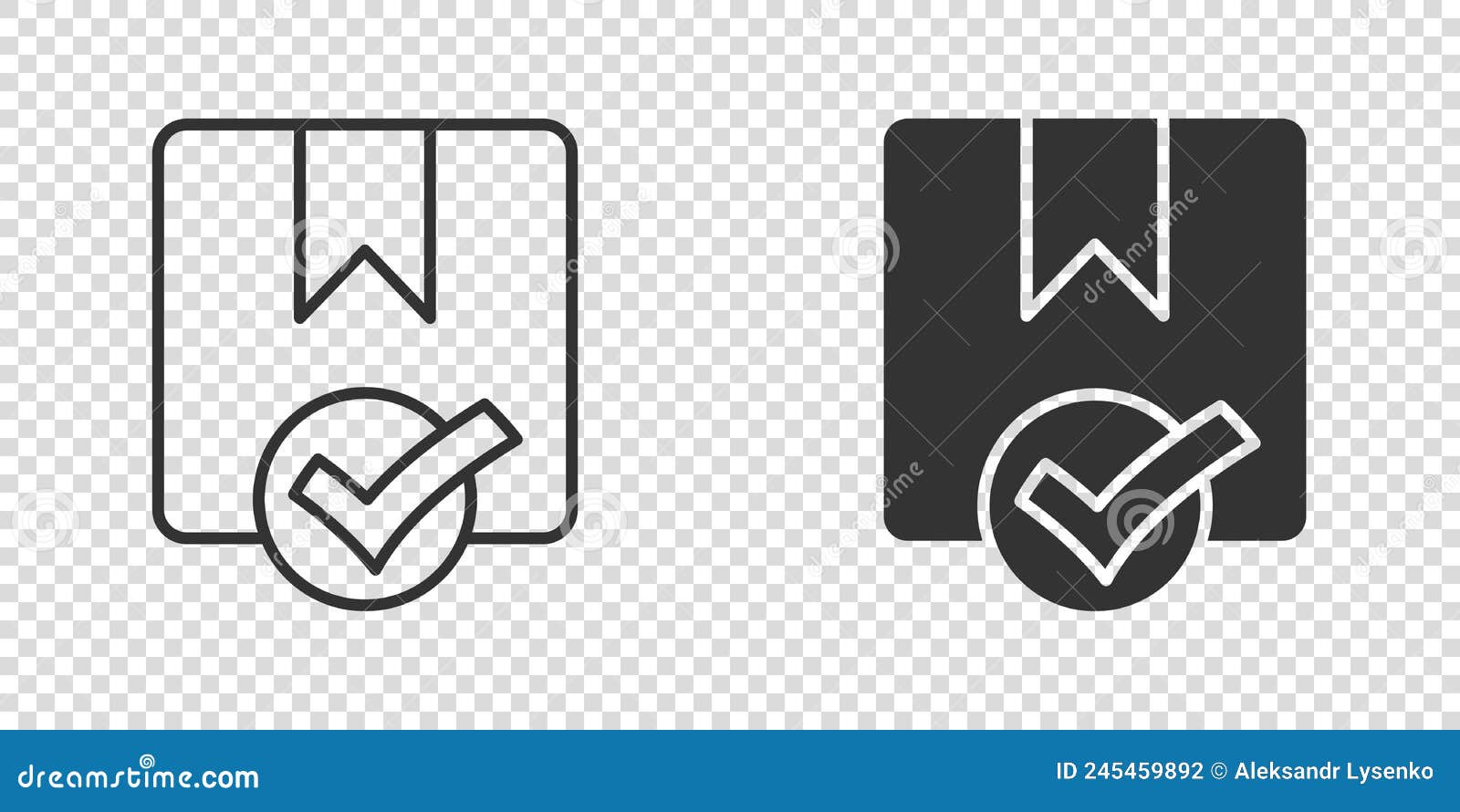 Shipping Box Check Icon in Flat Style. Container Approve Vector ...