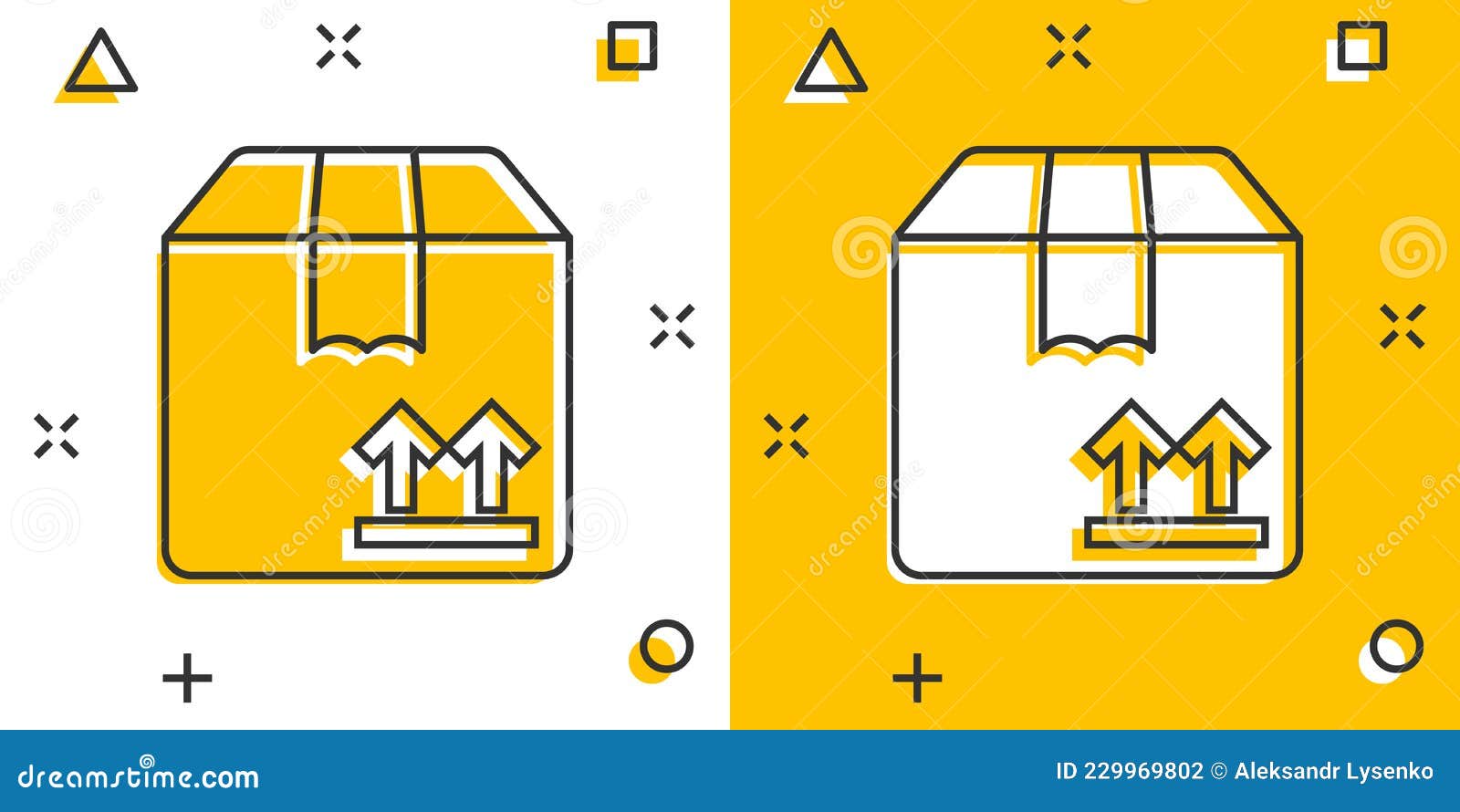 Shipping Box Icon in Comic Style. Container Cartoon Vector Illustration ...