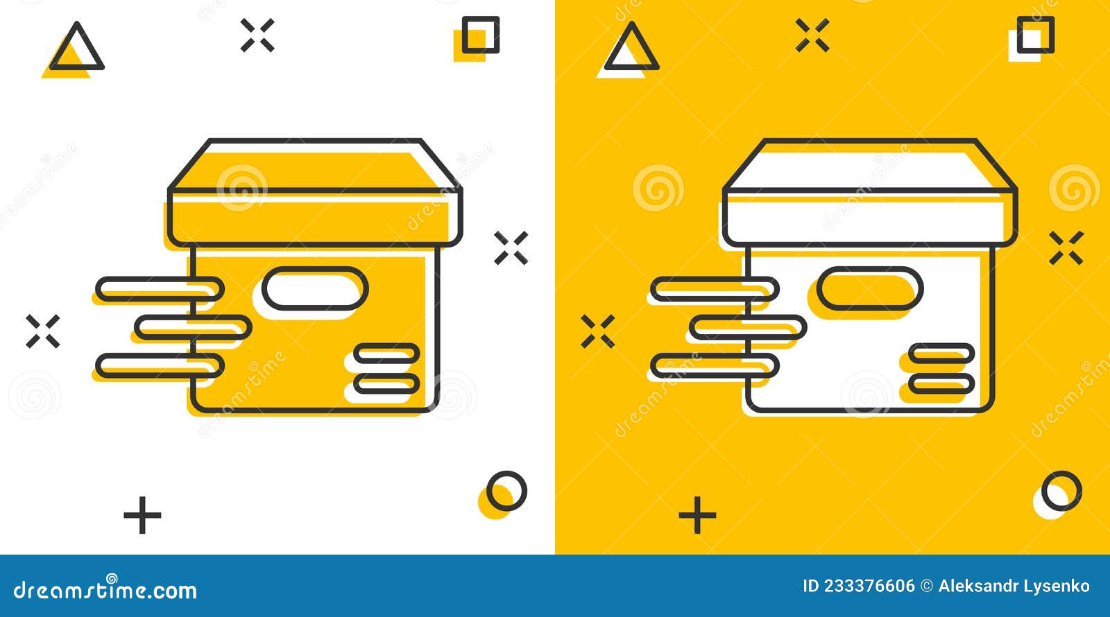 Shipping Box Icon in Comic Style. Container Cartoon Vector Illustration ...