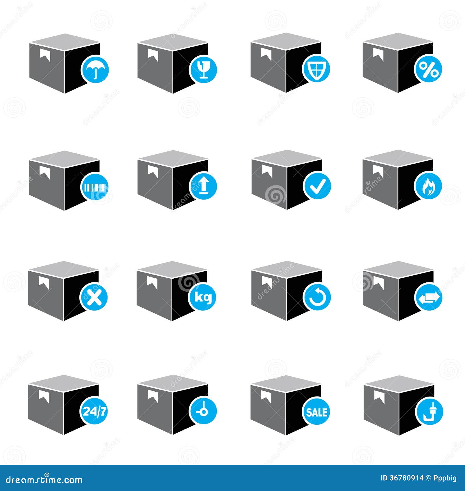 Shipping Box Icons, Carton Box Symbol Stock Illustration - Illustration ...