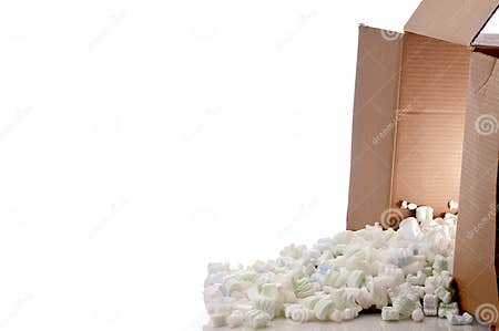 A Shipping Box Spilling Peanuts Stock Image - Image of glow, deliver ...