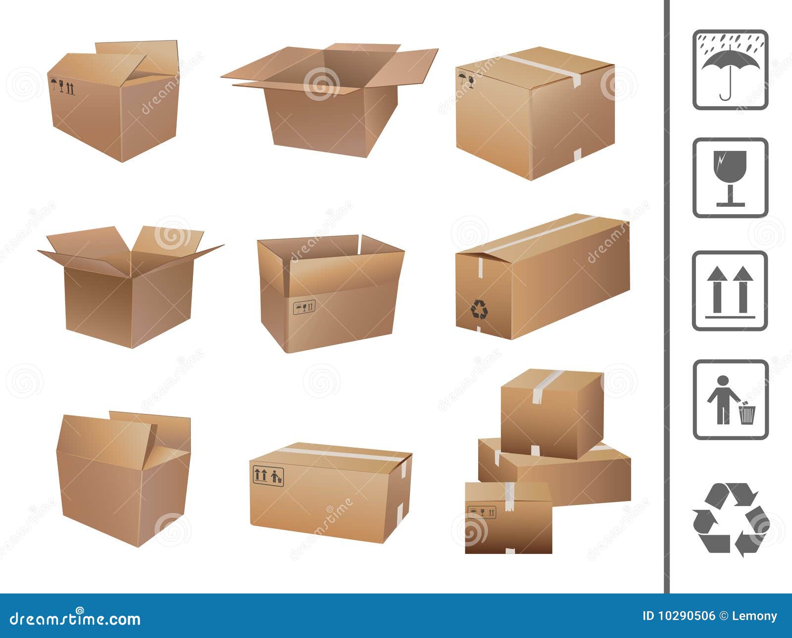 Shipping boxes collection stock vector. Illustration of corrugated ...