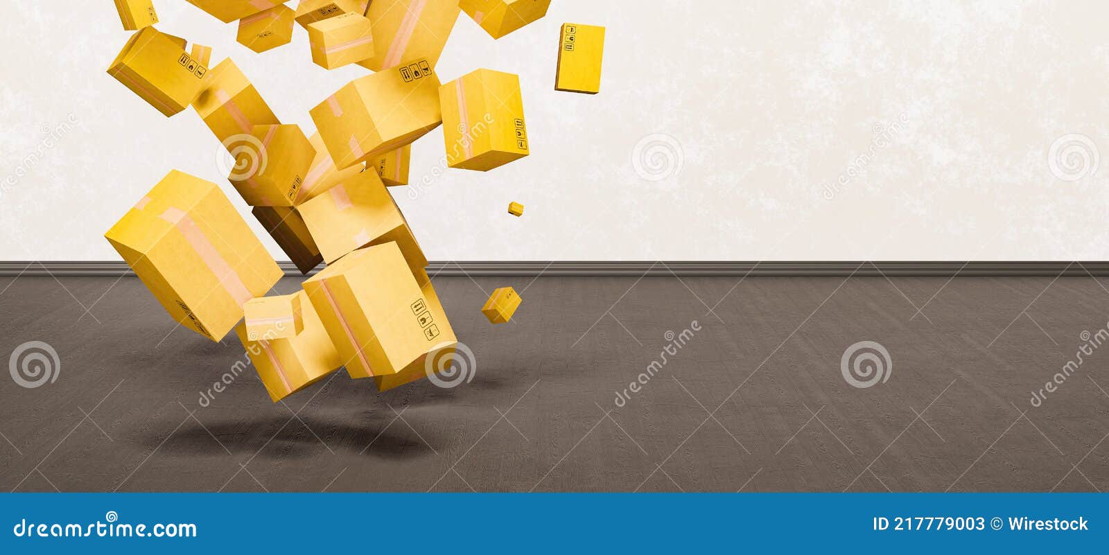 Boxes Falling Out From Cargo Truck And Forklift Machine Vector ...
