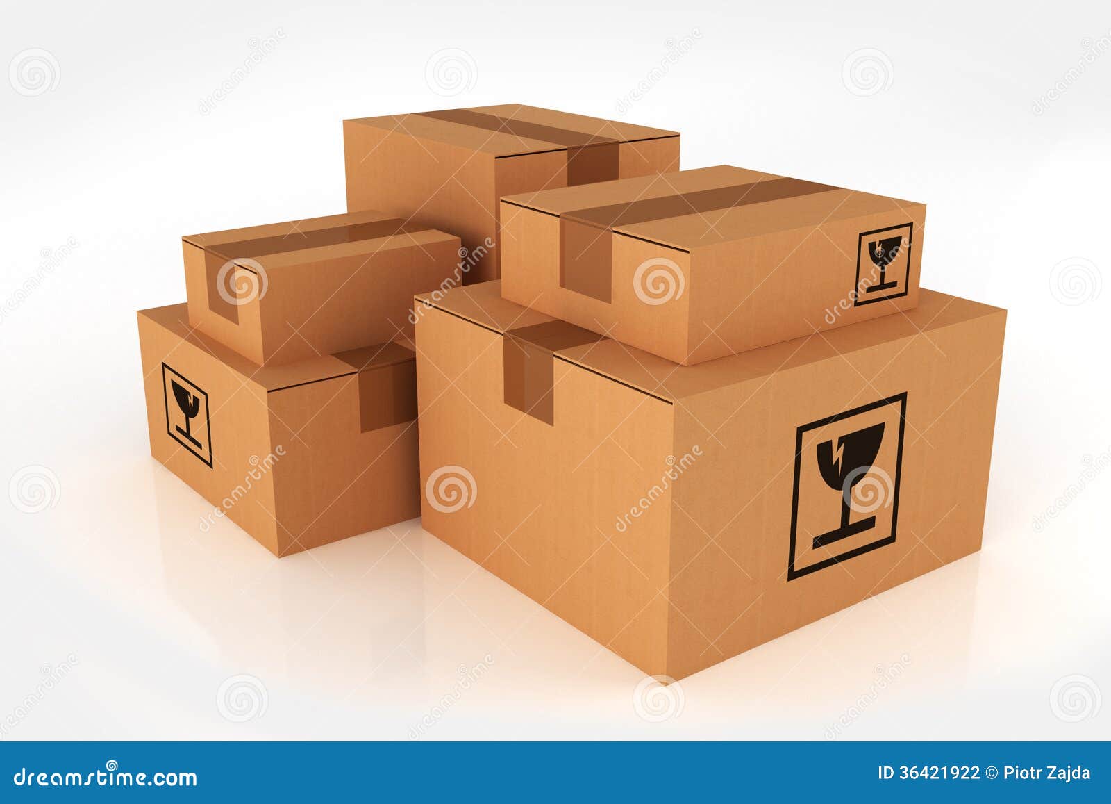 Boxes Pile. House Relocation. Cardboard Containers Stack. Carton Home ...