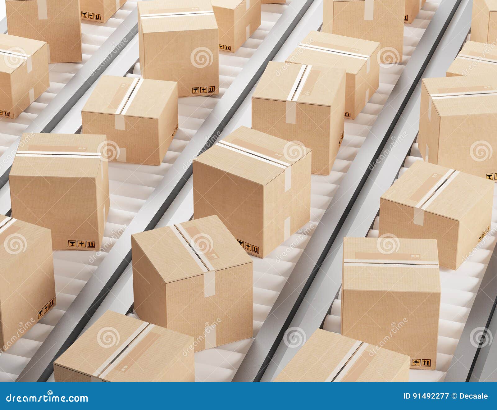 Shipping Boxes in Warehouse or Store Stock Illustration - Illustration ...