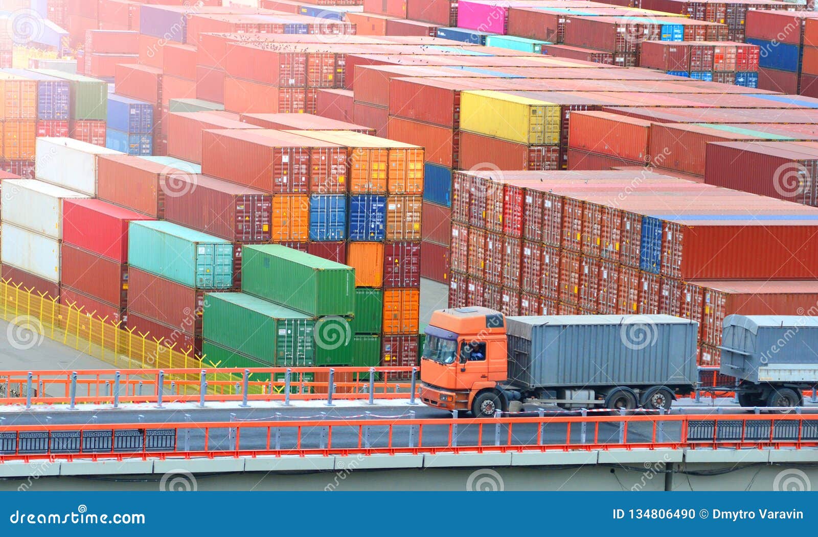 Shipping and Cargo Background. Seaport with Containers. Freight Carrier ...