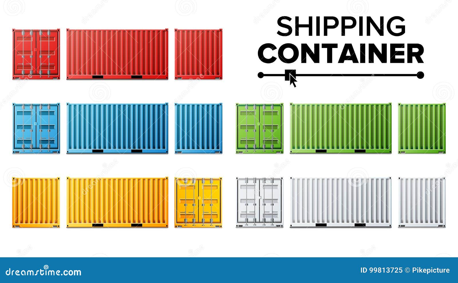 Shipping Cargo Container Set Vector. Freight Shipping Container Concept ...