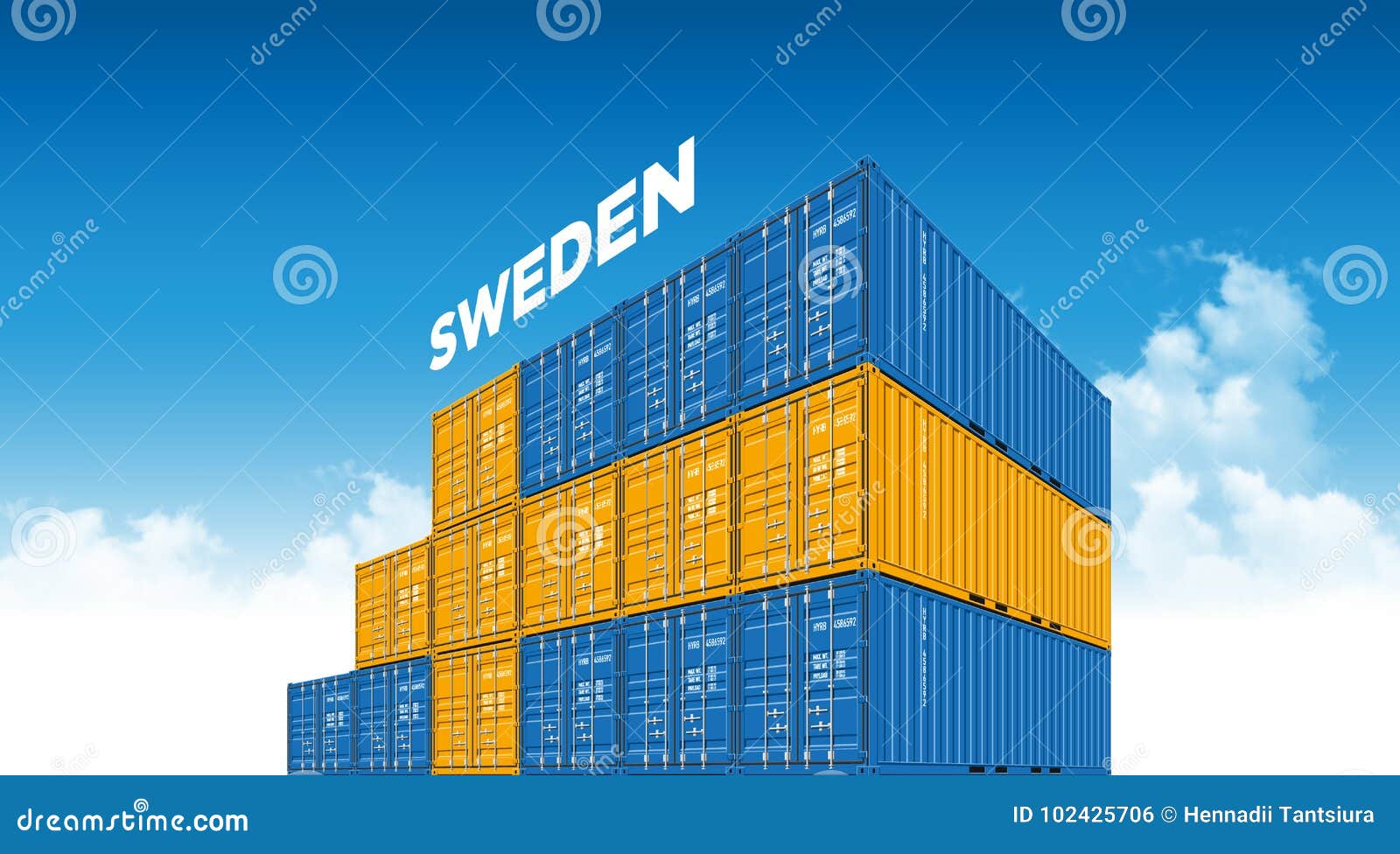 Shipping Cargo Container Sweden Flag for Logistics and Transportation ...