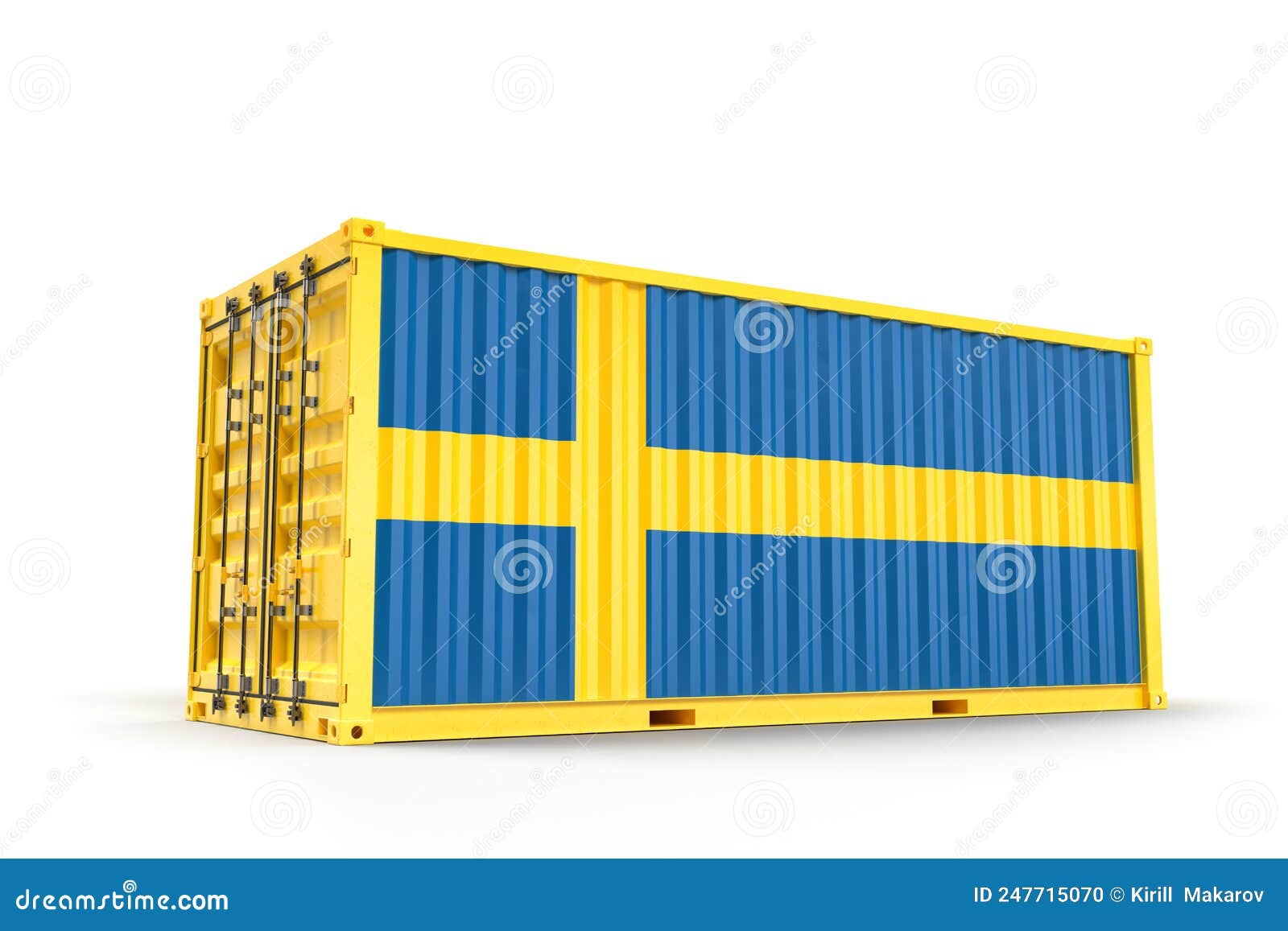 Shipping Cargo Container Textured with Flag of Sweden. Isolated Stock ...