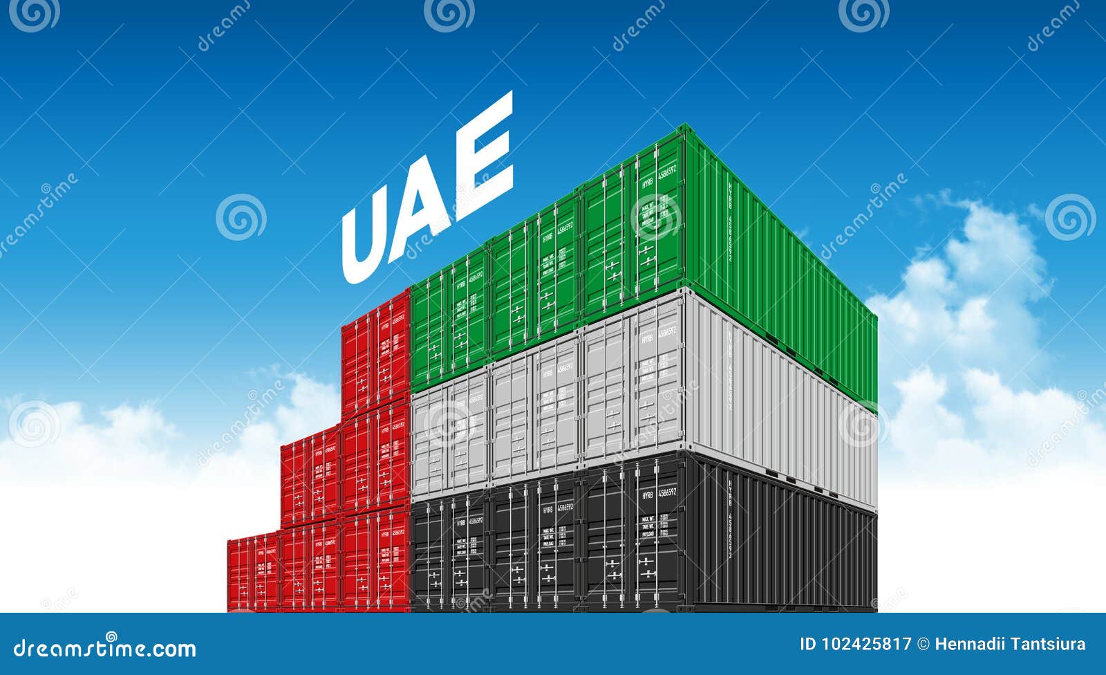 Shipping Cargo Container Uae Flag for Logistics and Transportation with ...