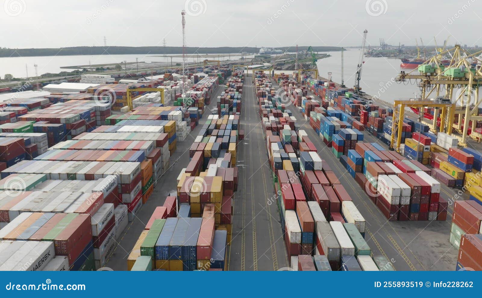 Shipping Cargo Containers Stored in a Queue at Harbour Ready Stock ...