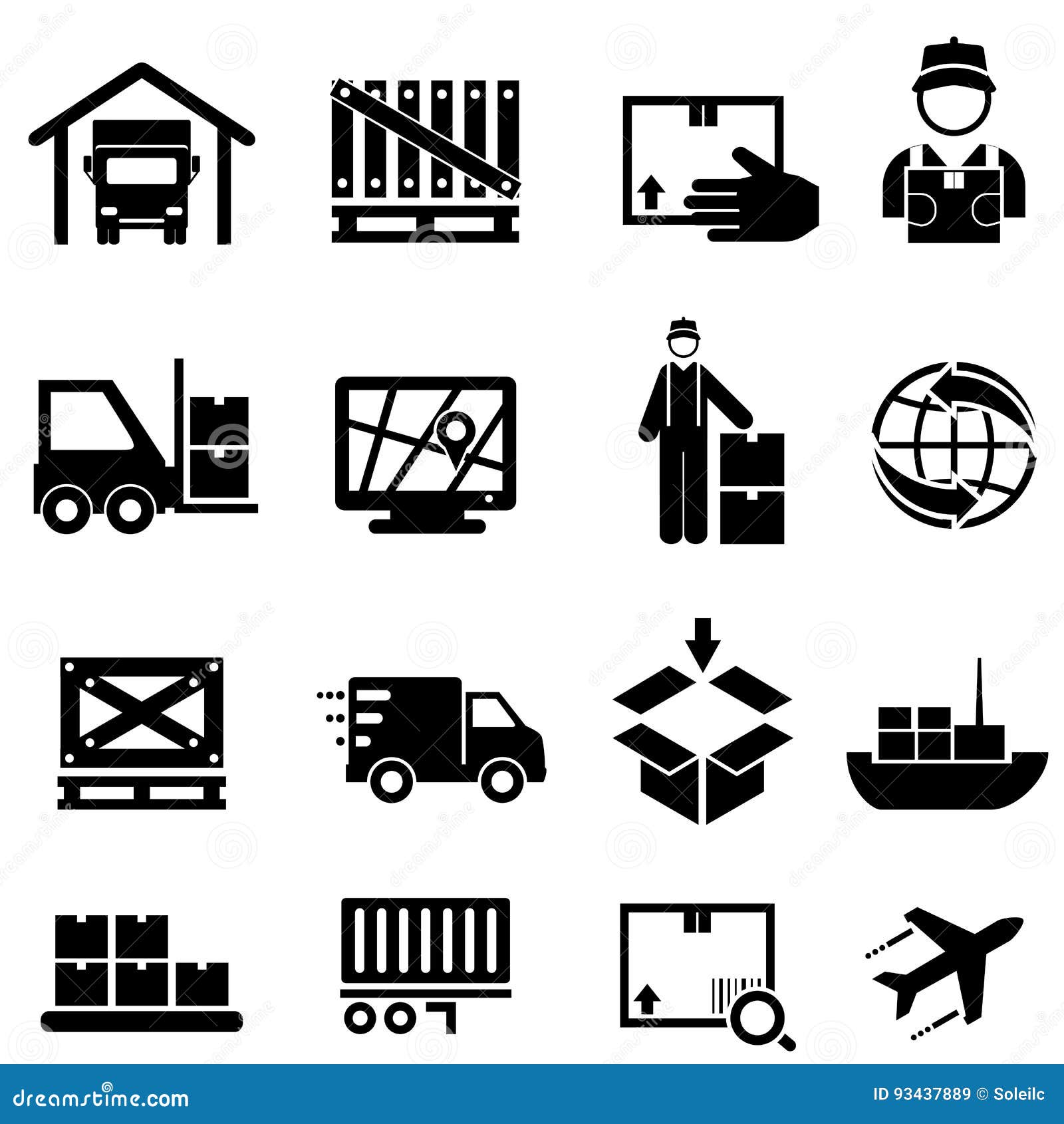 Shipping, Cargo, Delivery and Warehouse Web Icons Stock Vector ...