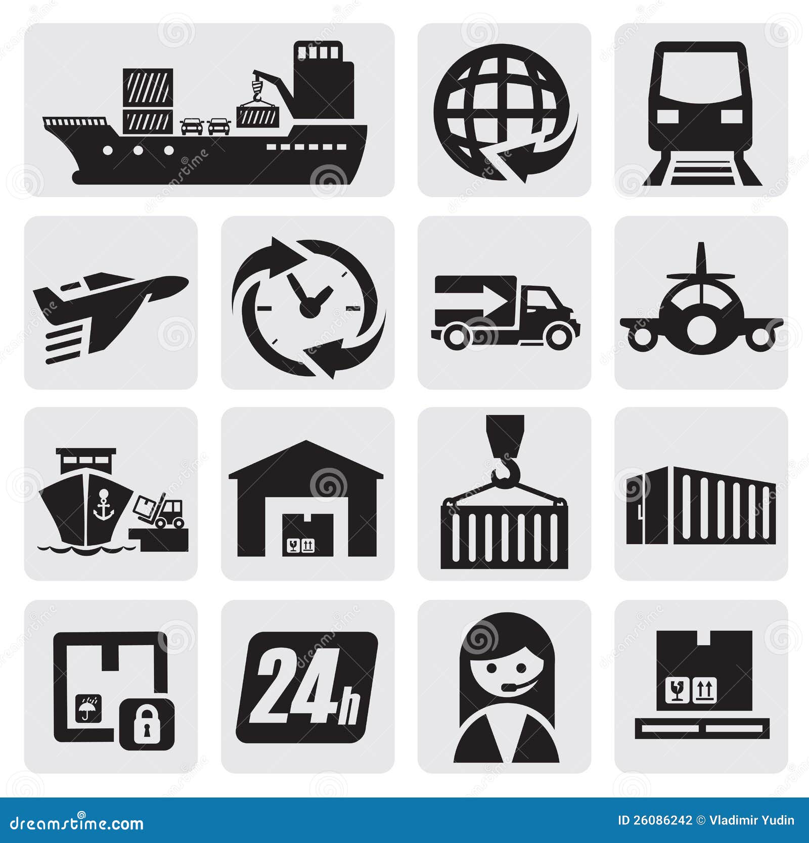 Shipping and cargo icons stock vector. Illustration of logistic - 26086242