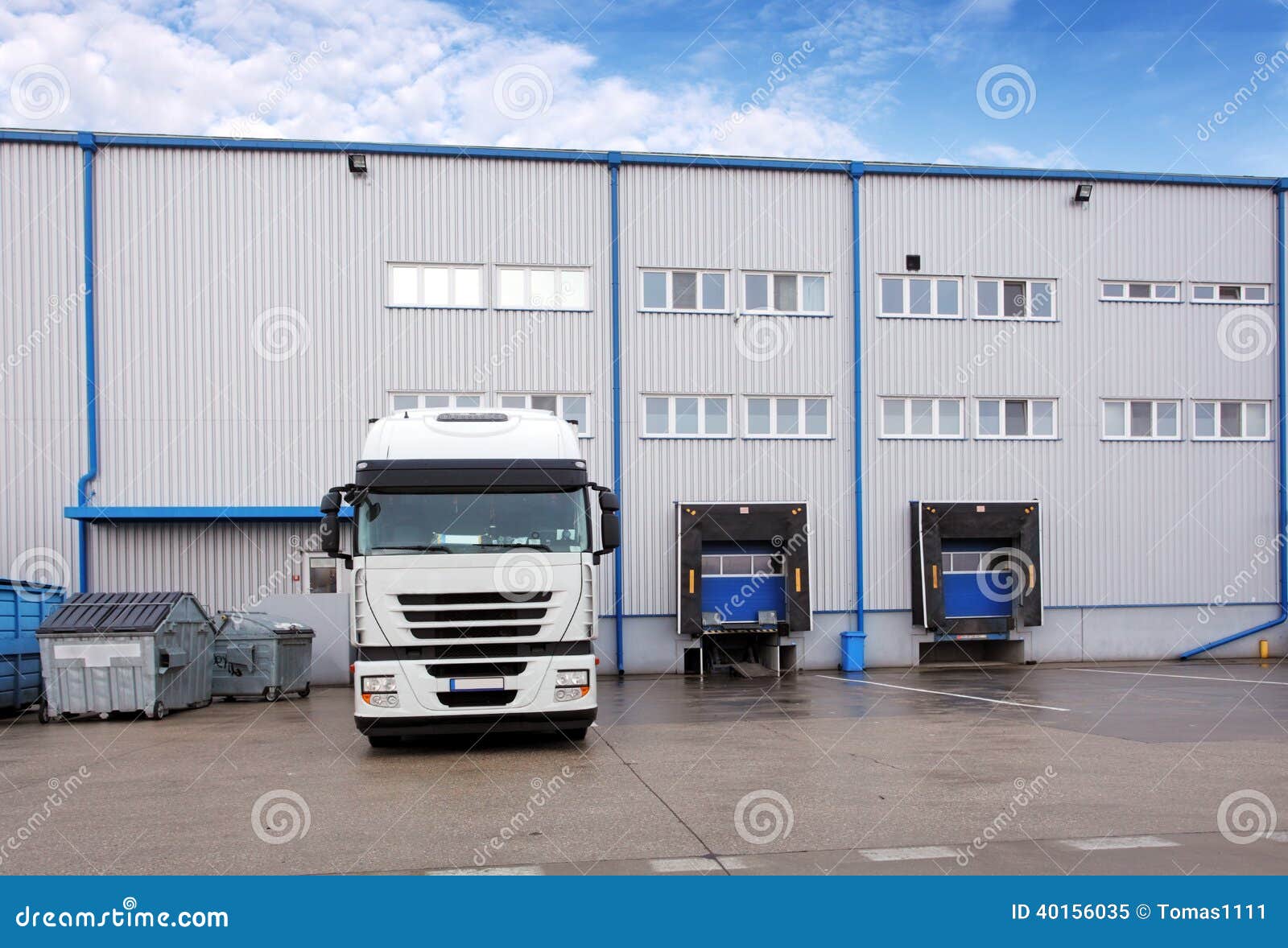 Shipping Cargo Truck at Warehouse Building Stock Image - Image of ...