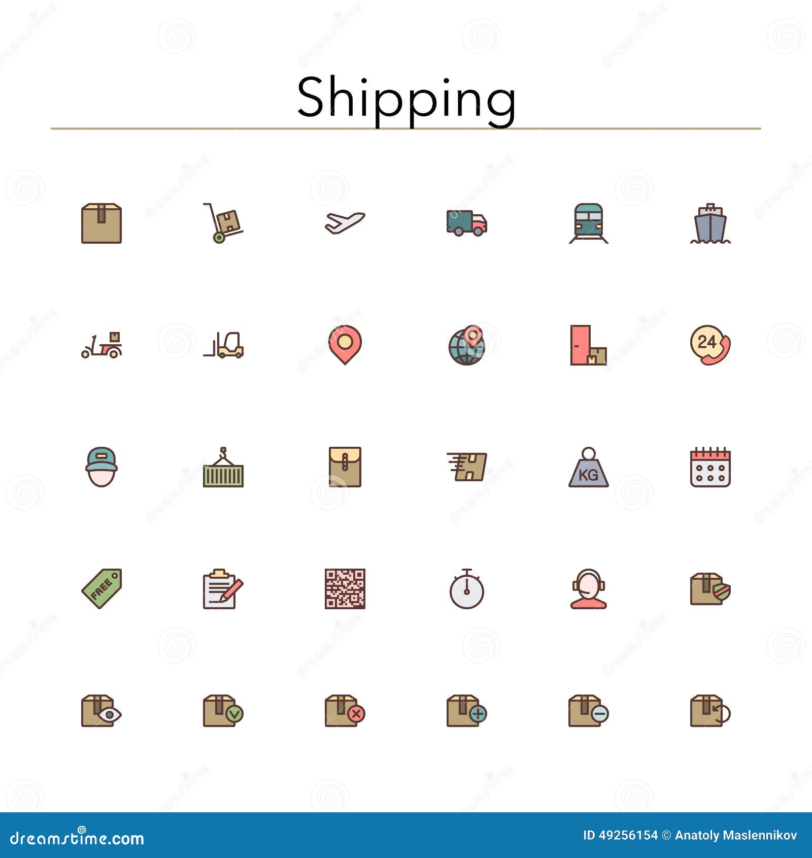 Shipping Colored Line Icons Stock Vector - Illustration of fragile ...