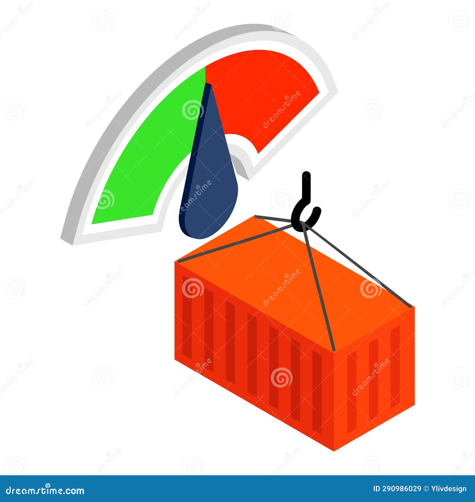 Shipping Concept Icon Isometric Vector. Hooked Cargo Container and ...