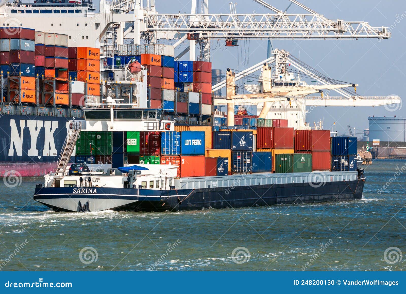 Container Barge On Antwerp Canal Stock Photography | CartoonDealer.com ...