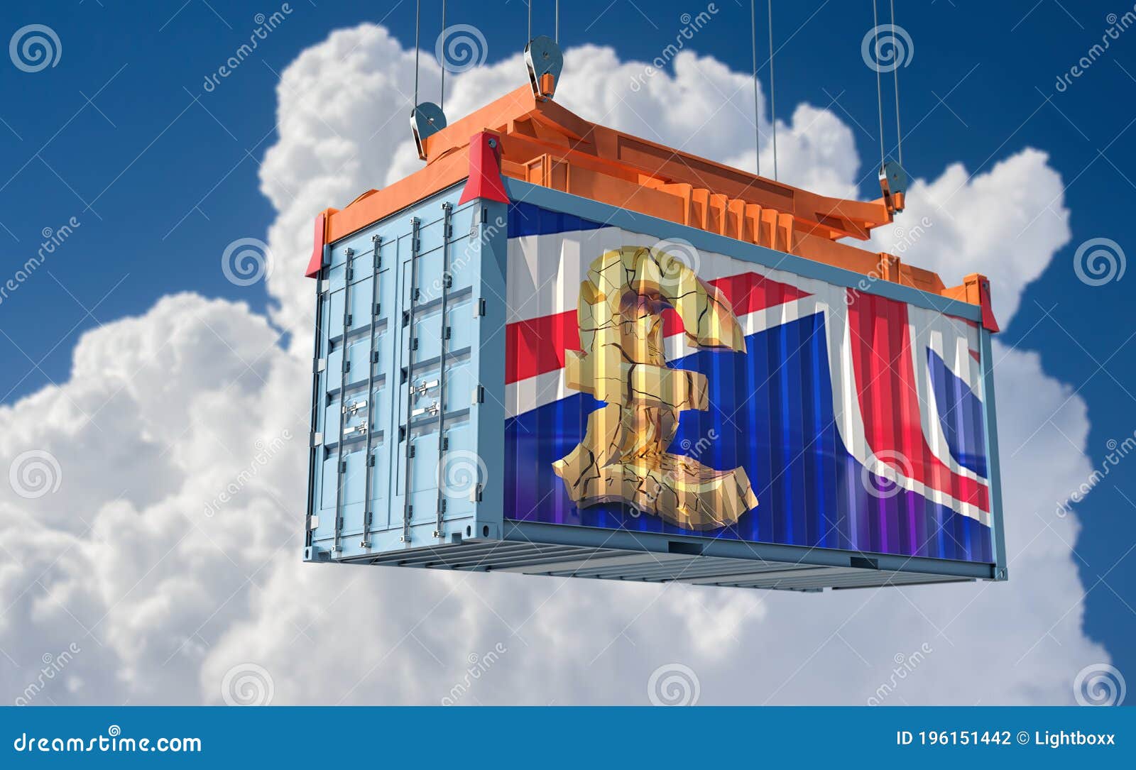 Shipping Container with Broken Pound Symbol on the Side Panel. Stock ...