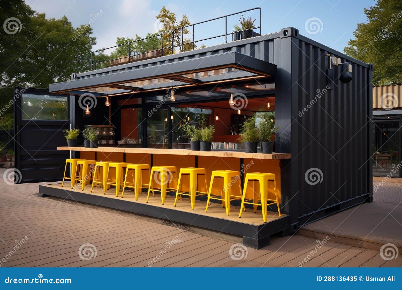 Shipping Container Cafe with Clipping Path. AI Stock Illustration ... Shipping Container Cafe with Clipping Path. AI Stock Illustration ...