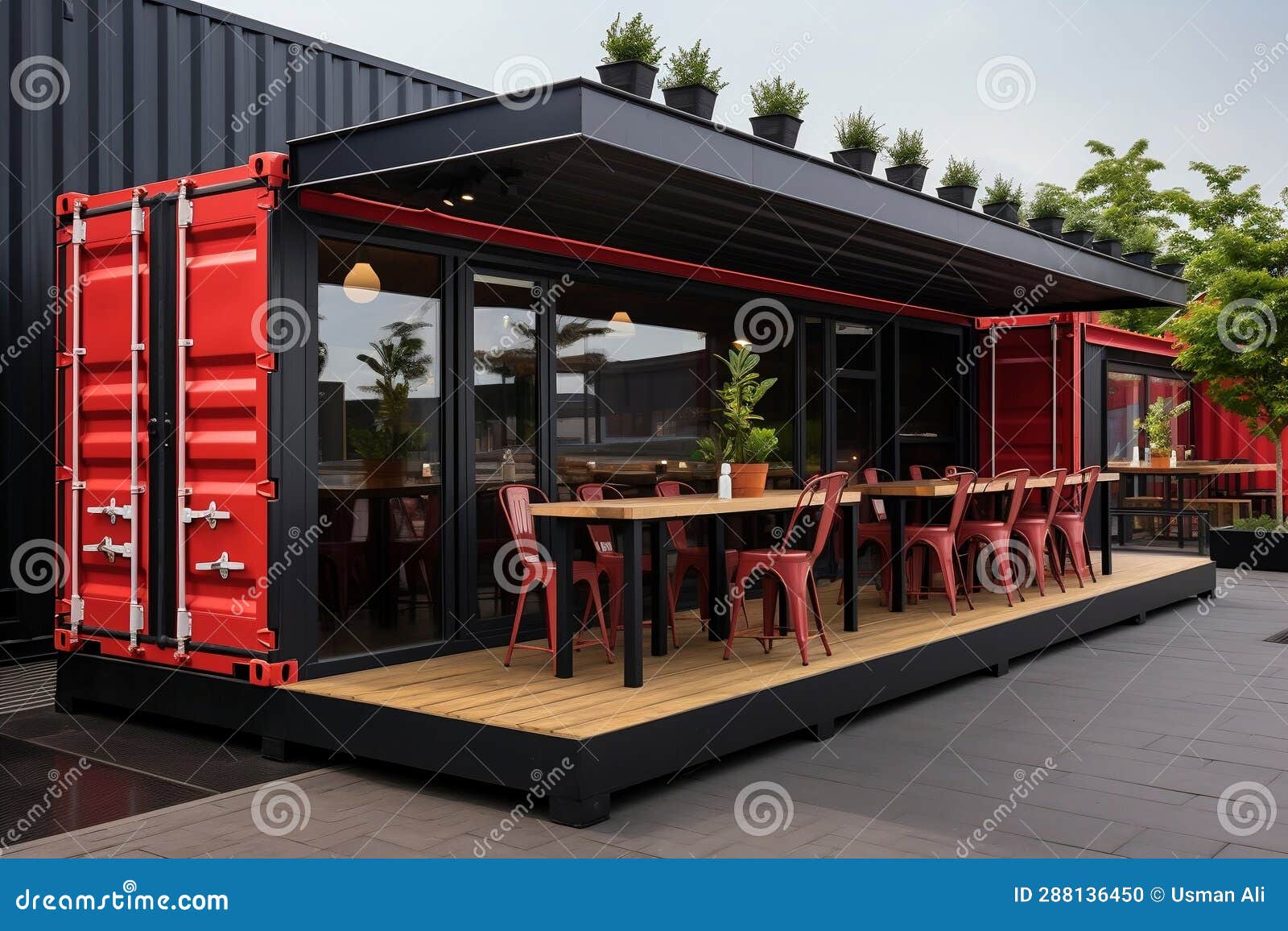 Shipping Container Cafe with Clipping Path. AI Stock Illustration ...
