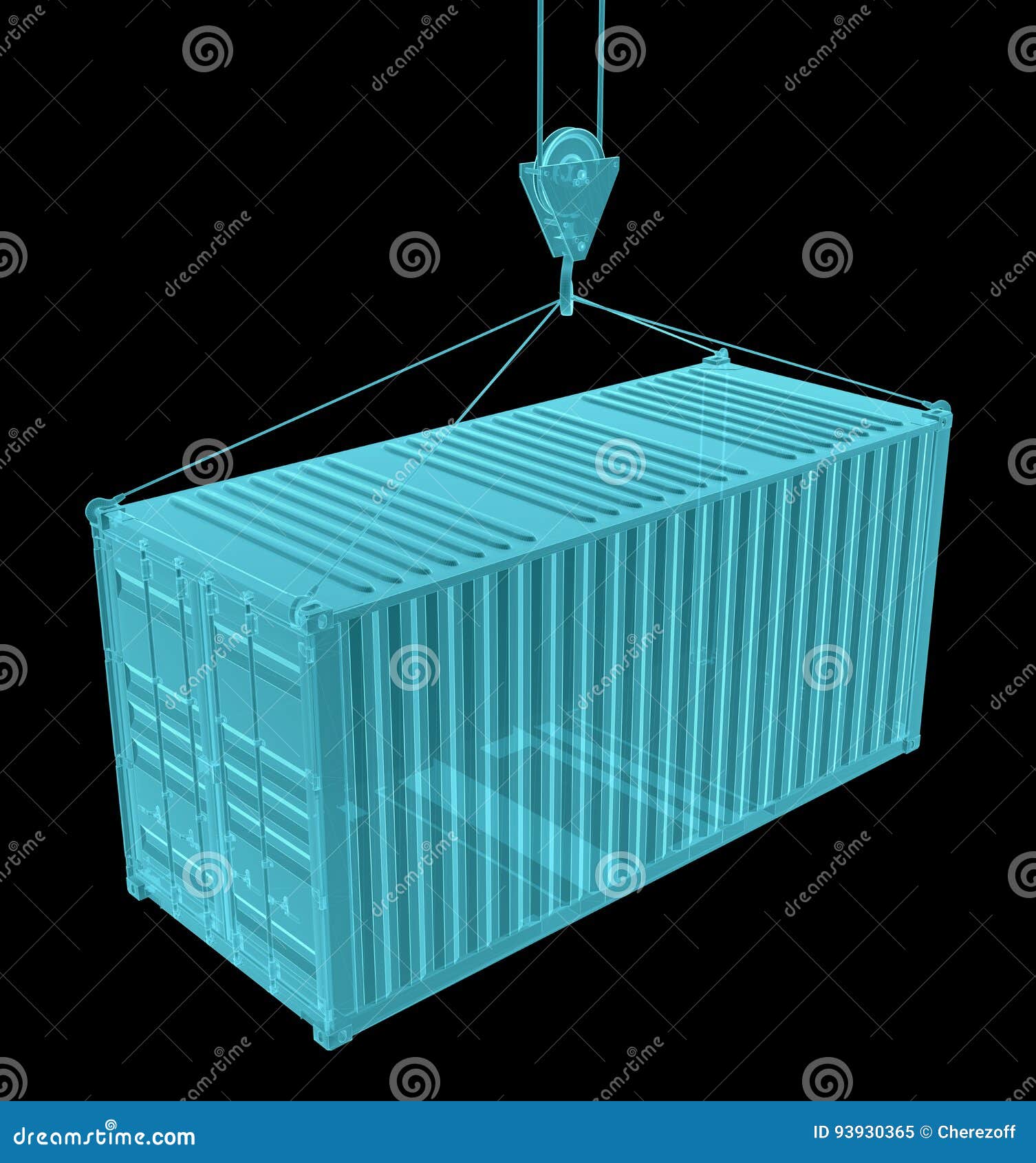 Shipping Container with Hook. X-ray Image Stock Illustration ...