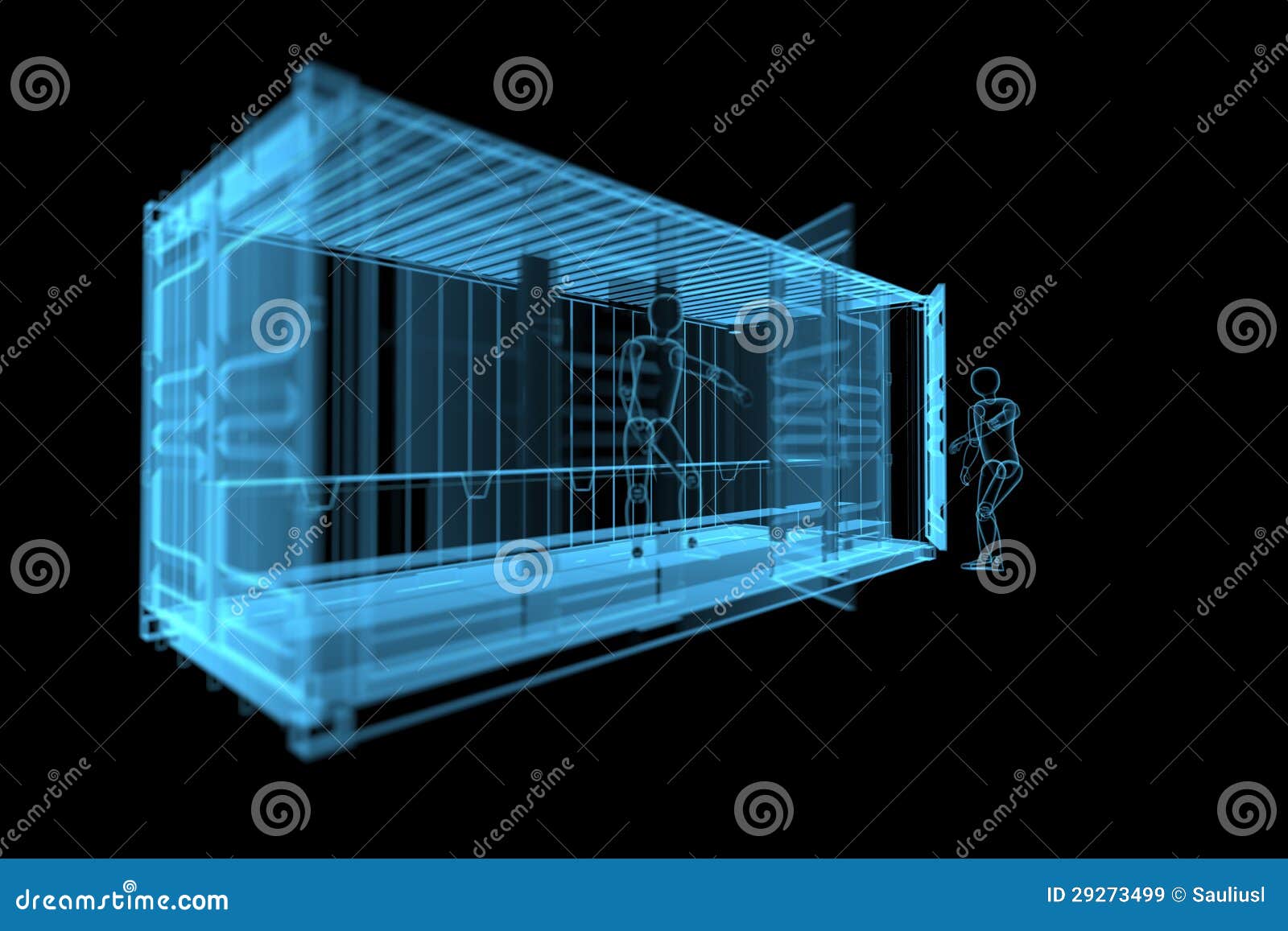 Shipping Container With Human Siluets Royalty-Free Stock Photo ...