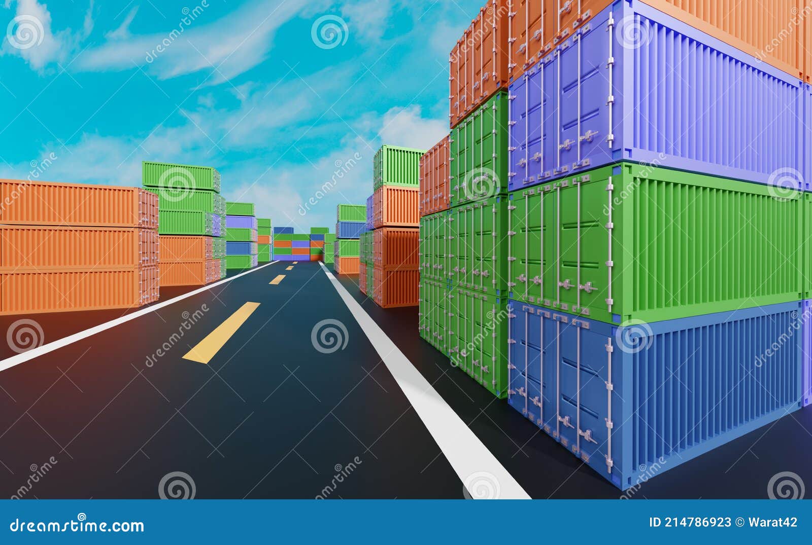 Shipping Container for Import Export on the Road in Sky Background ... Shipping Container for Import Export on the Road in Sky Background ...