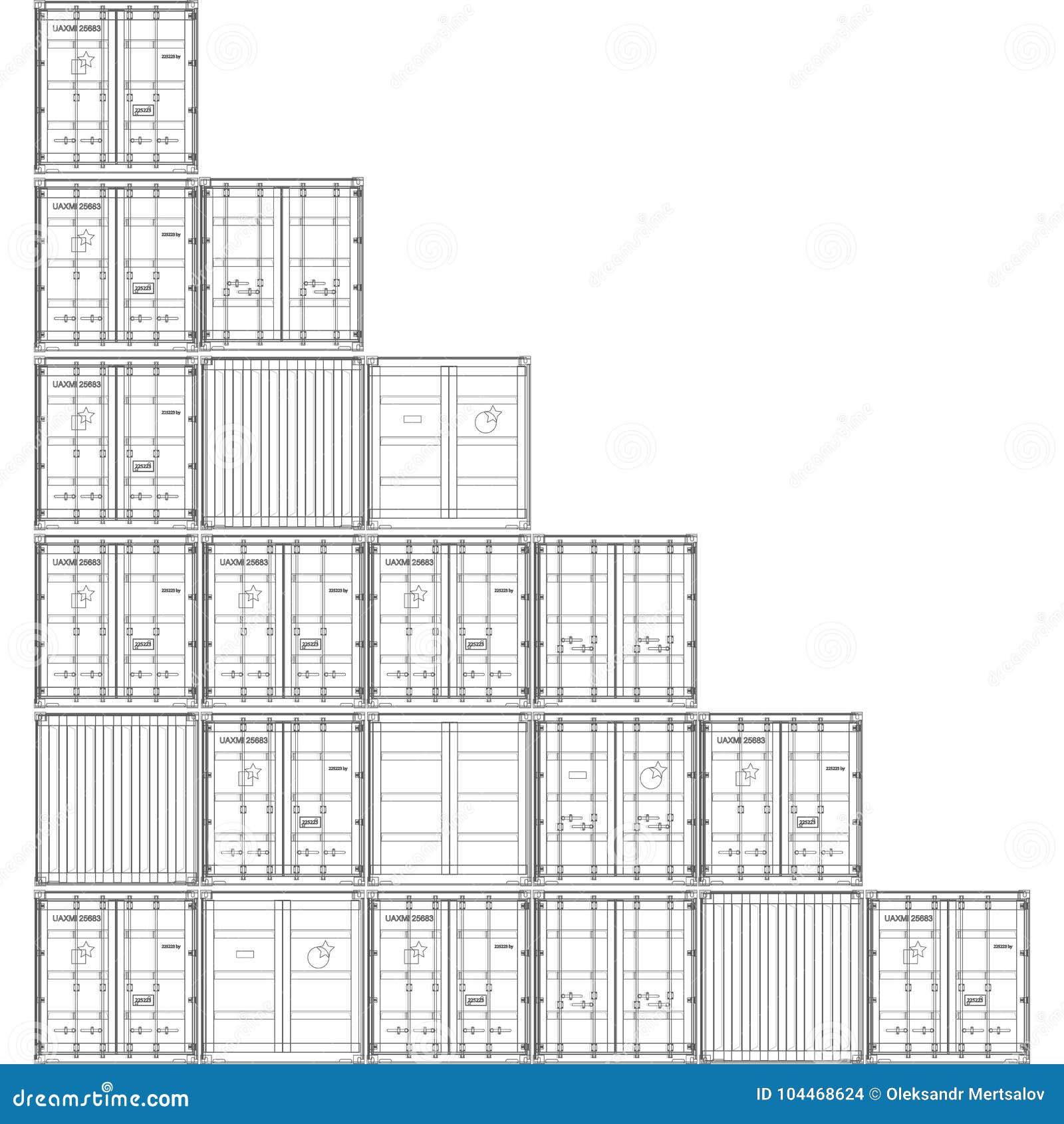 Shipping Container Isolated on White, Illustration. Vector Rendering of ...