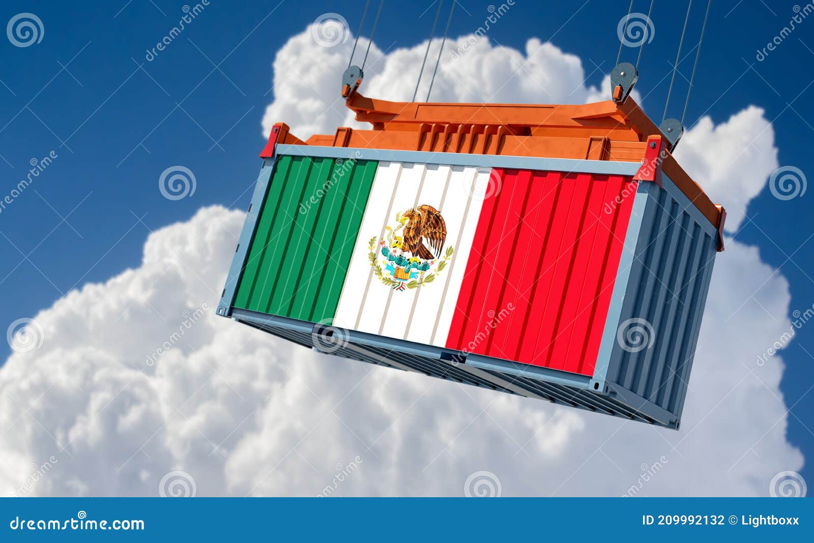 Shipping Container with Mexico Flag Stock Illustration - Illustration ...