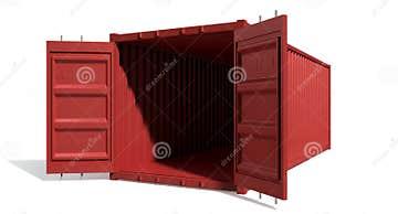Shipping Container Red Open Empty Stock Illustration - Illustration of ...