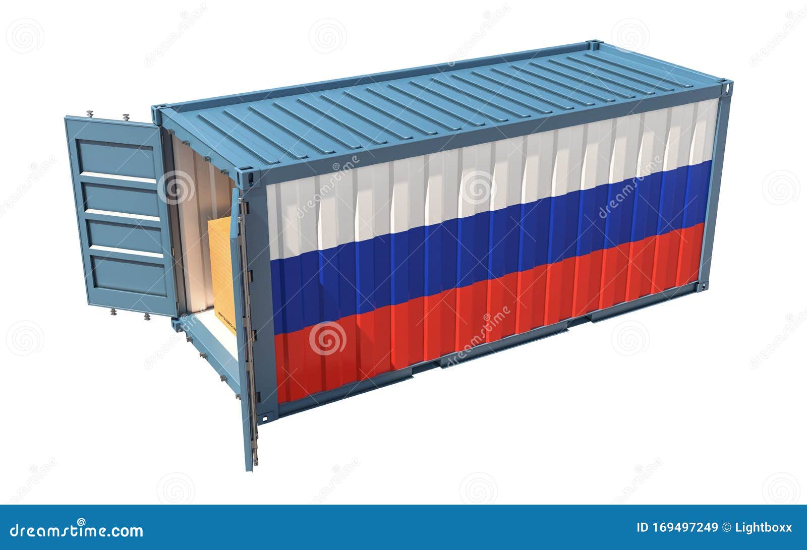 Shipping Container with Russian Flag Stock Illustration - Illustration ...